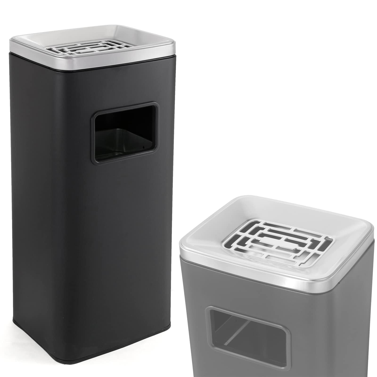 Stainless Steel Trash Can with Lid, Commercial Indoor Outdoor Garbage ...