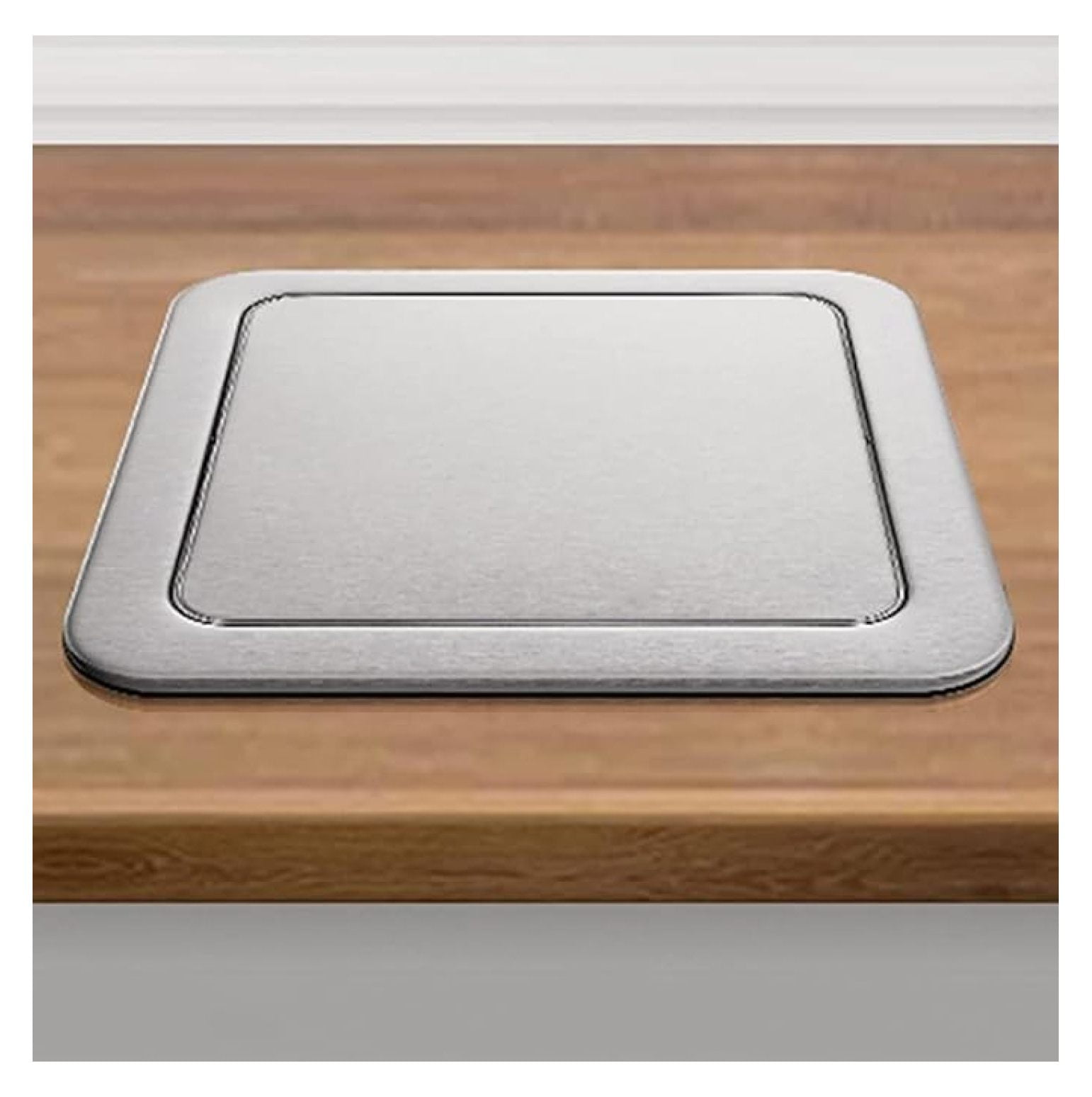 Stainless Steel Trash Can Lid - Recessed Countertop Flap Lid, Flexible ...