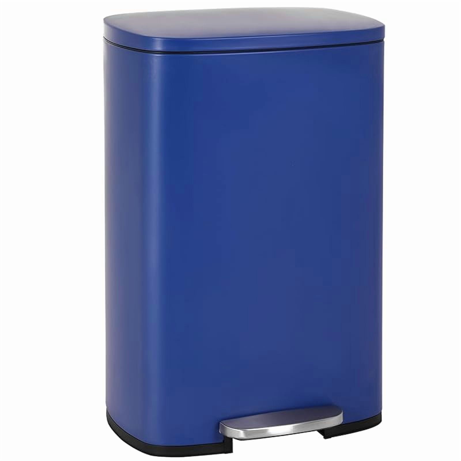 Stainless Steel Trash Can with Lid - Removable Inner Bucket, Foot Pedal ...