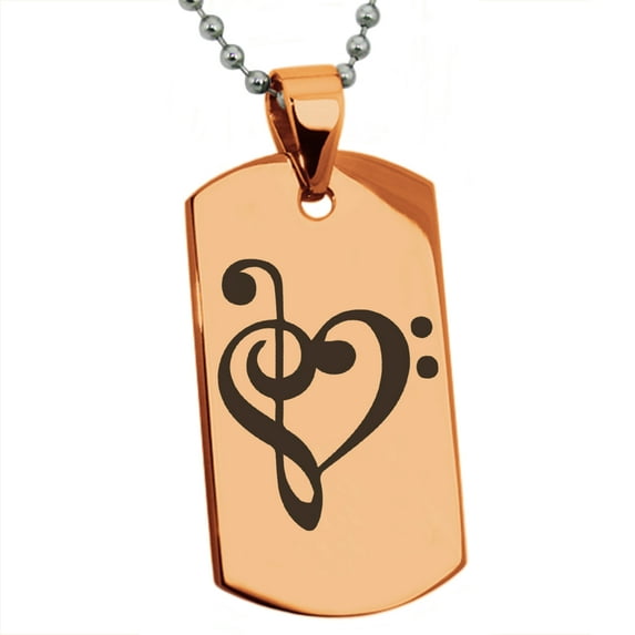 Tioneer Stainless Steel Treble Bass Clef Musical Heart Engraved Dog Tag ...