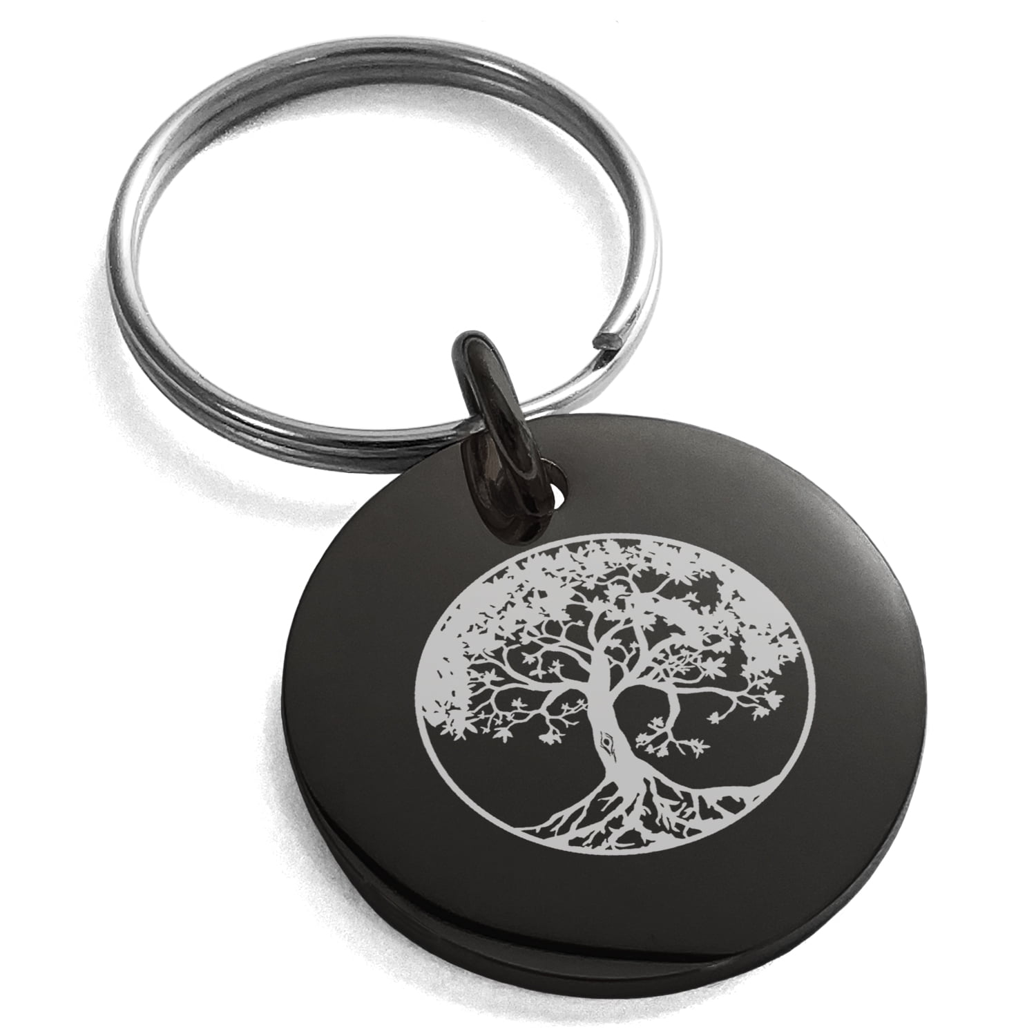 Stainless Steel Tree of Life Engraved Small Medallion Circle Charm ...