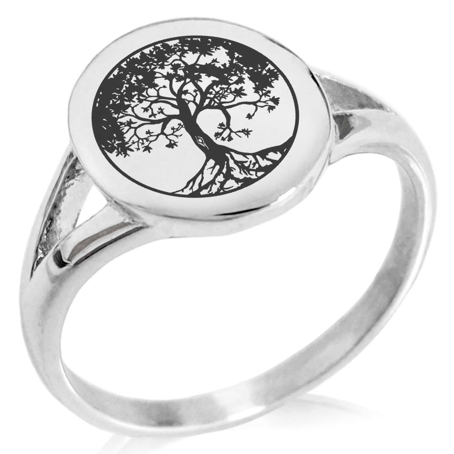 Tioneer Stainless Steel Tree of Life Minimalist Oval Top Polished ...