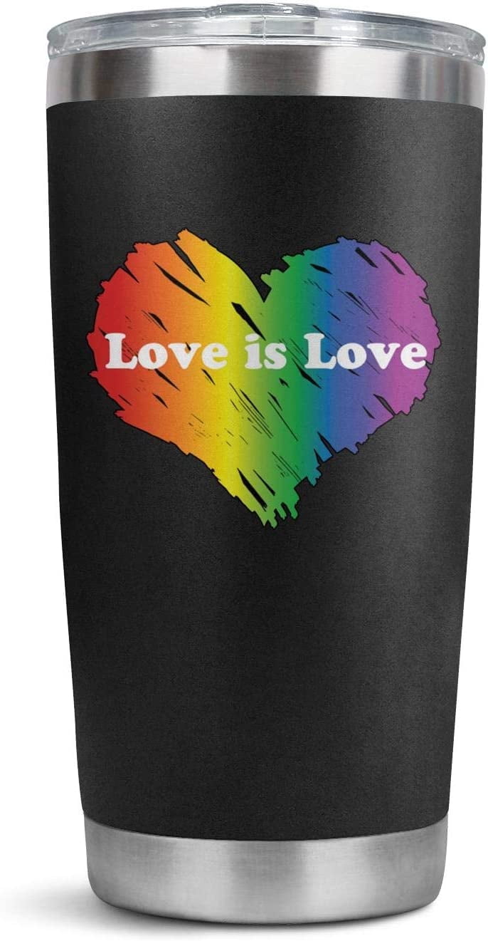 Stainless Steel Tumbler Gay Pride Rainbow Heart Love Is Love Insulated ...