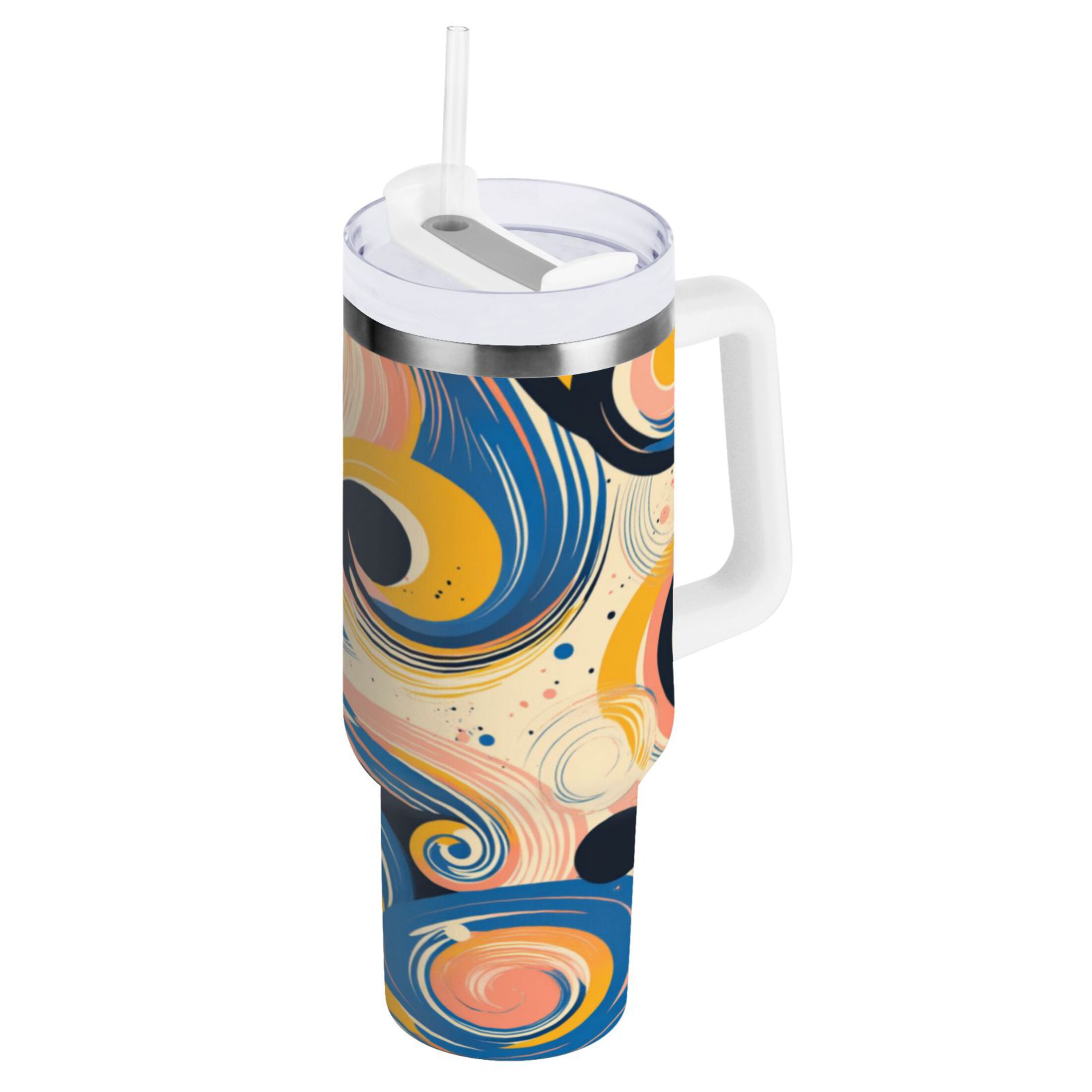 Stainless Steel Tumbler with Straw and Handle, Double Wall Insulated ...
