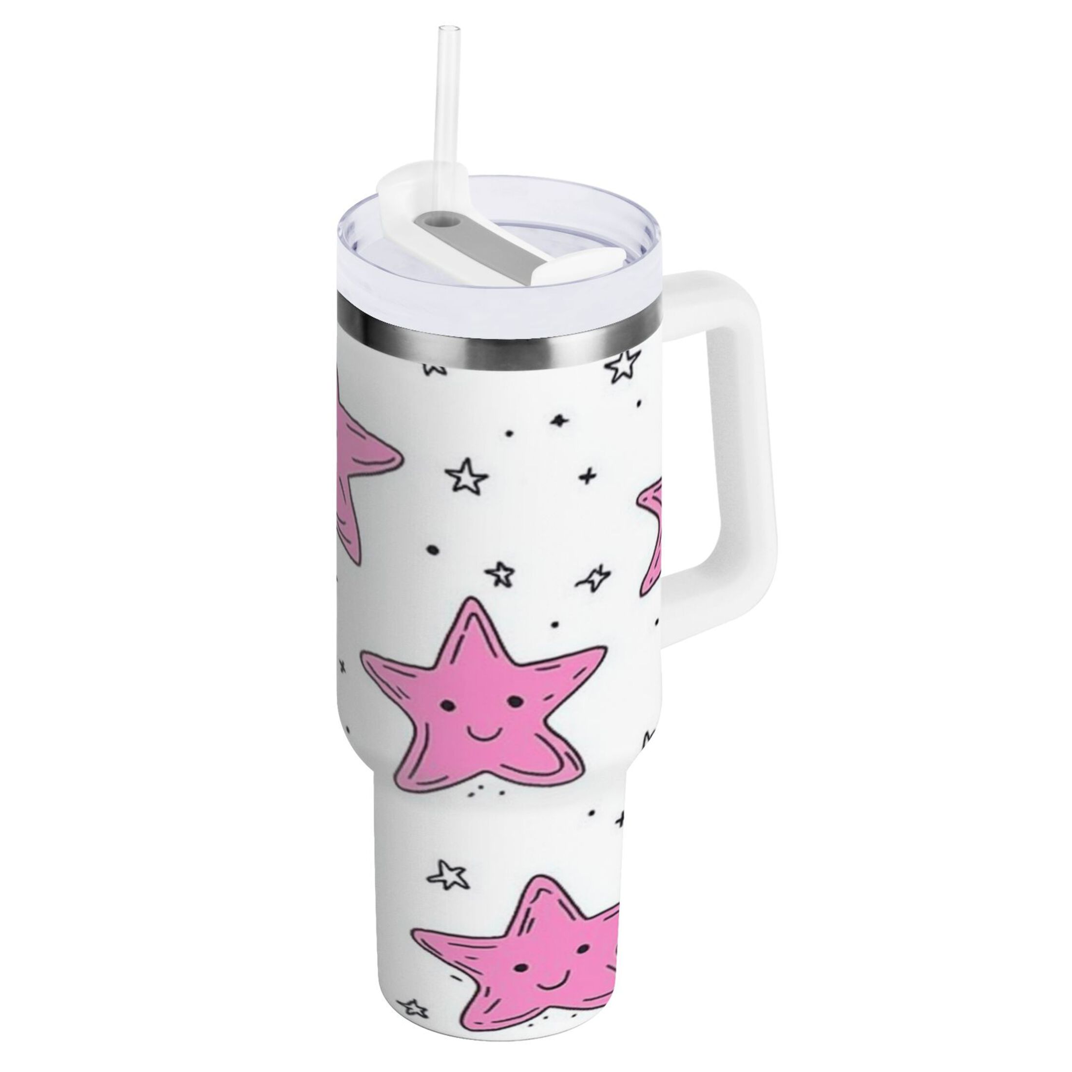 Stainless Steel Tumbler with Straw and Handle, Double Wall Insulated ...
