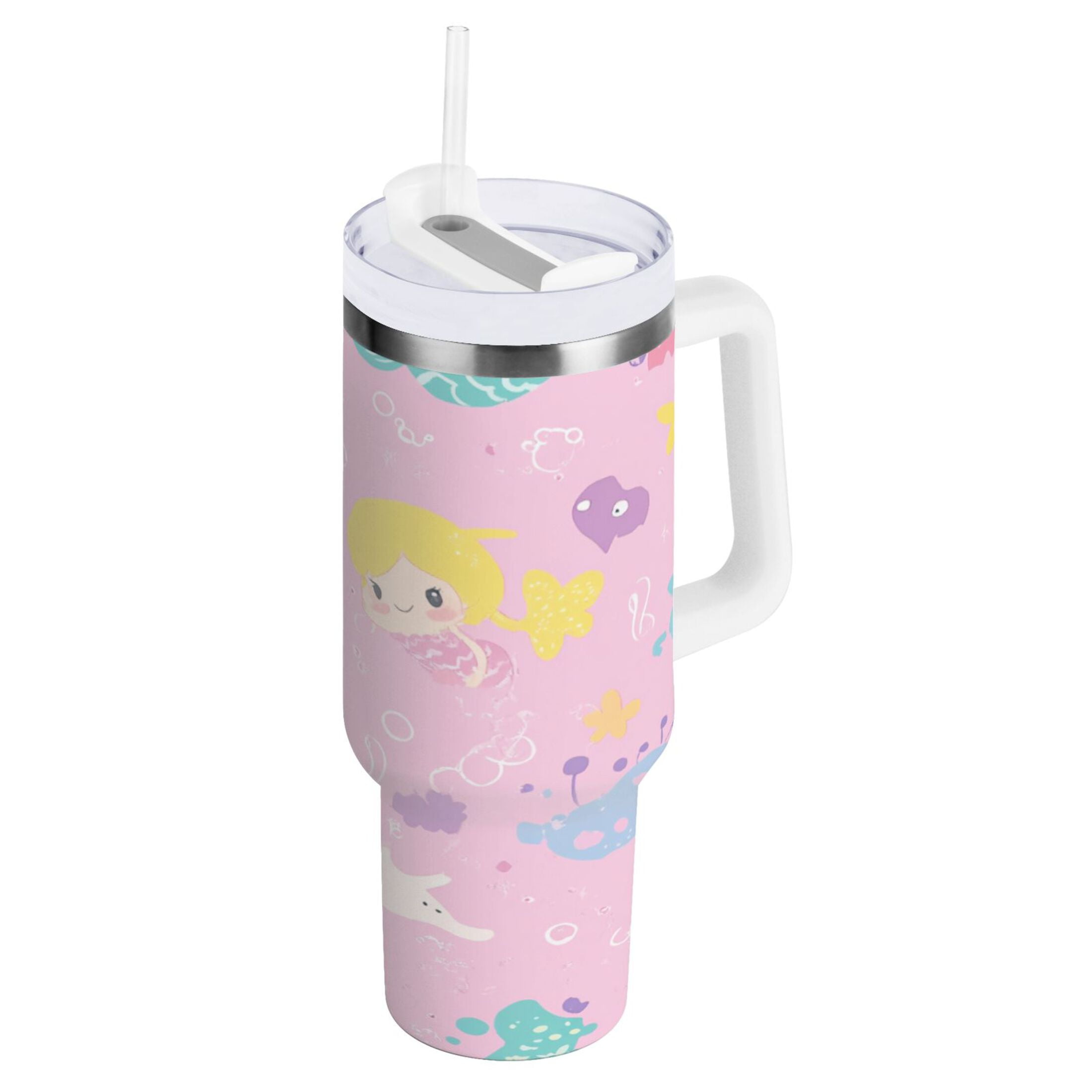 Stainless Steel Tumbler with Straw and Handle, Double Wall Insulated ...