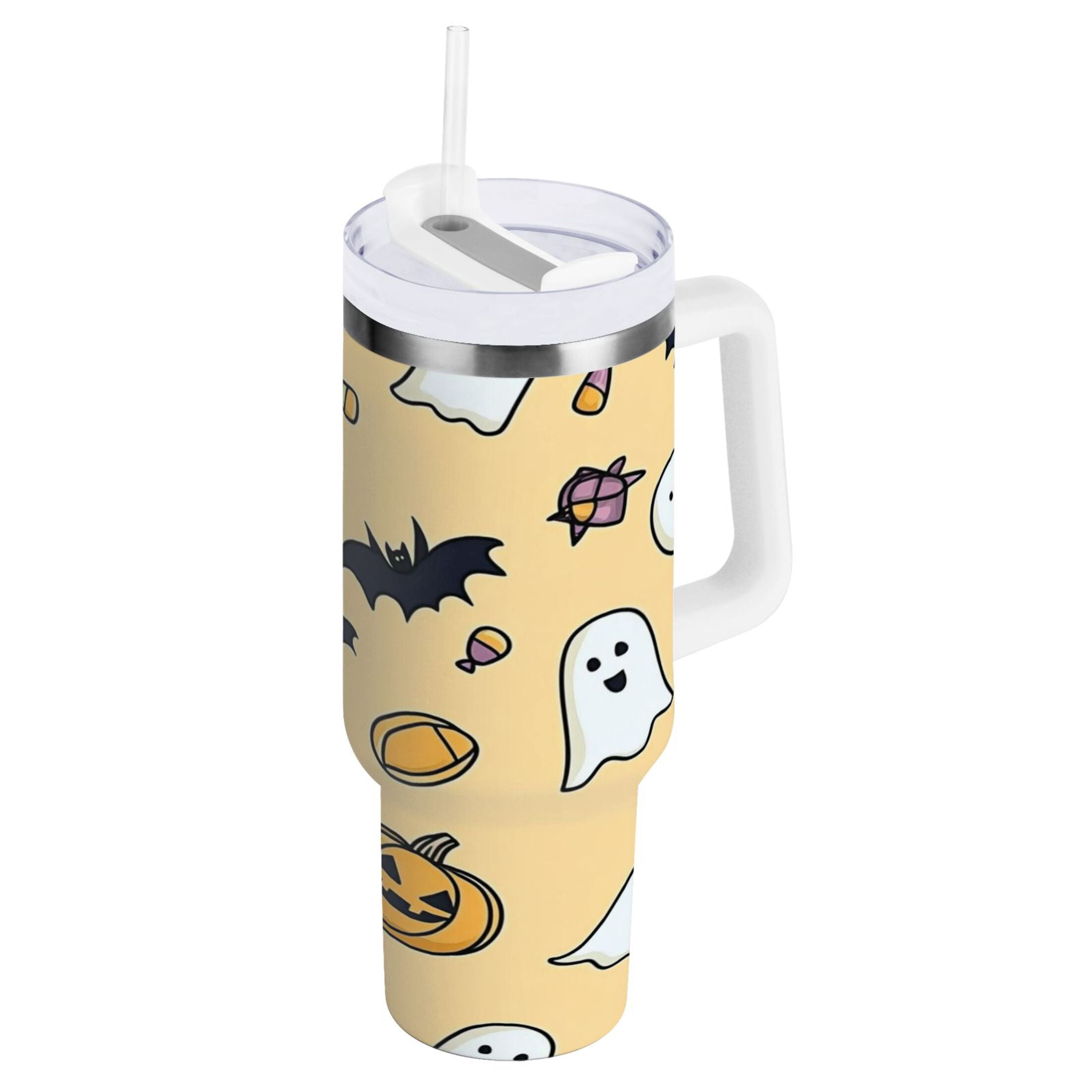 Stainless Steel Tumbler with Straw and Handle, Double Wall Insulated ...