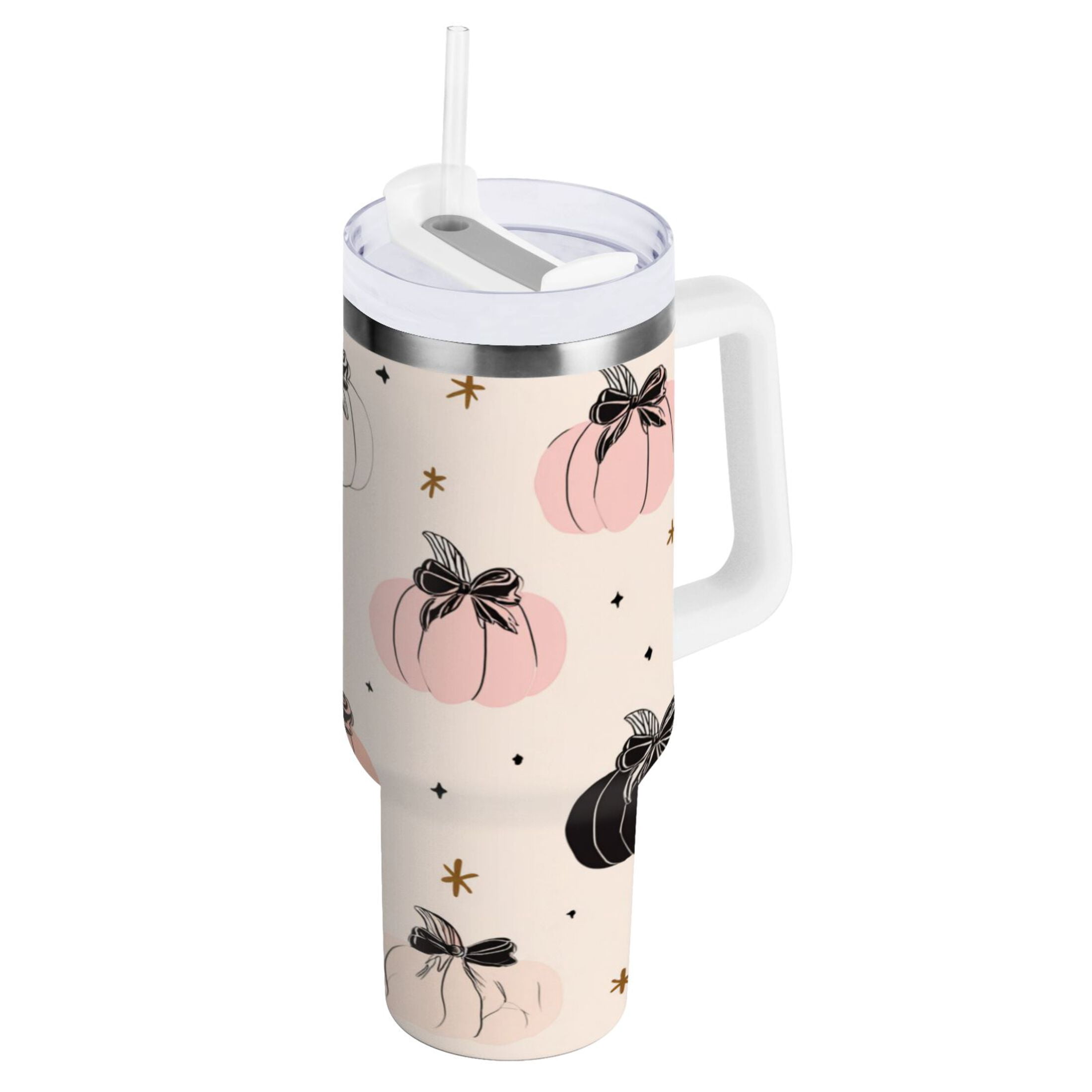 Stainless Steel Tumbler with Straw and Handle, Double Wall Insulated ...
