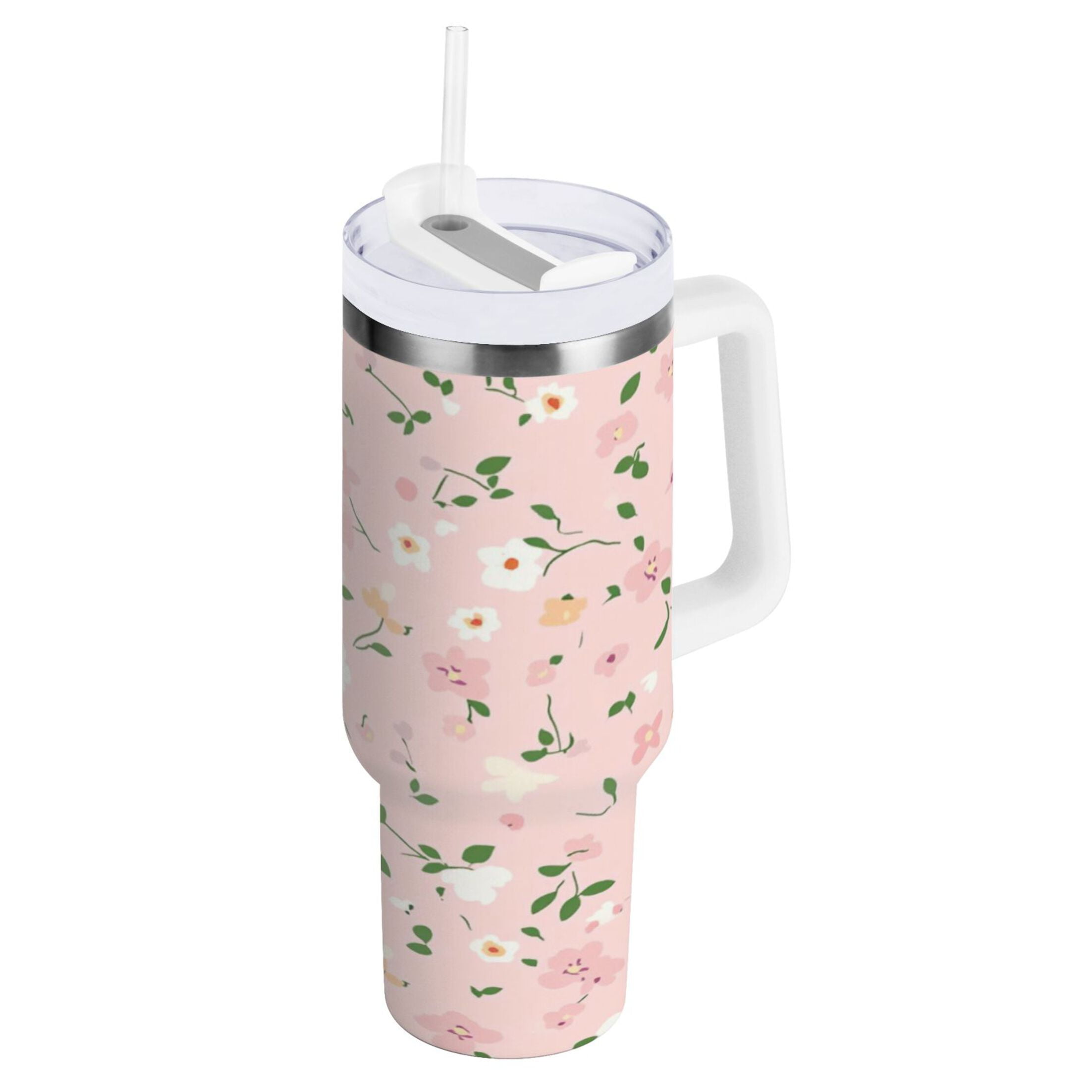 Stainless Steel Tumbler with Straw and Handle, Double Wall Insulated ...