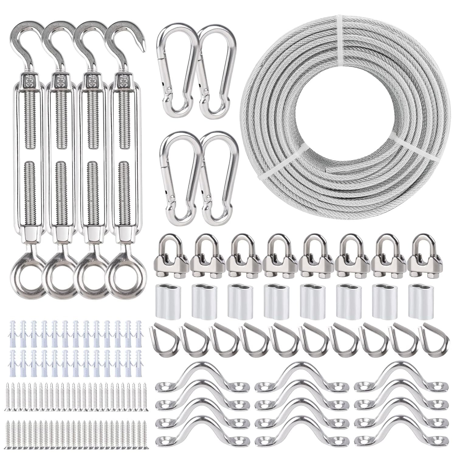 Stainless Steel Turnbuckles for Cables Wire Kit, 3/16" Wire Rope with ...