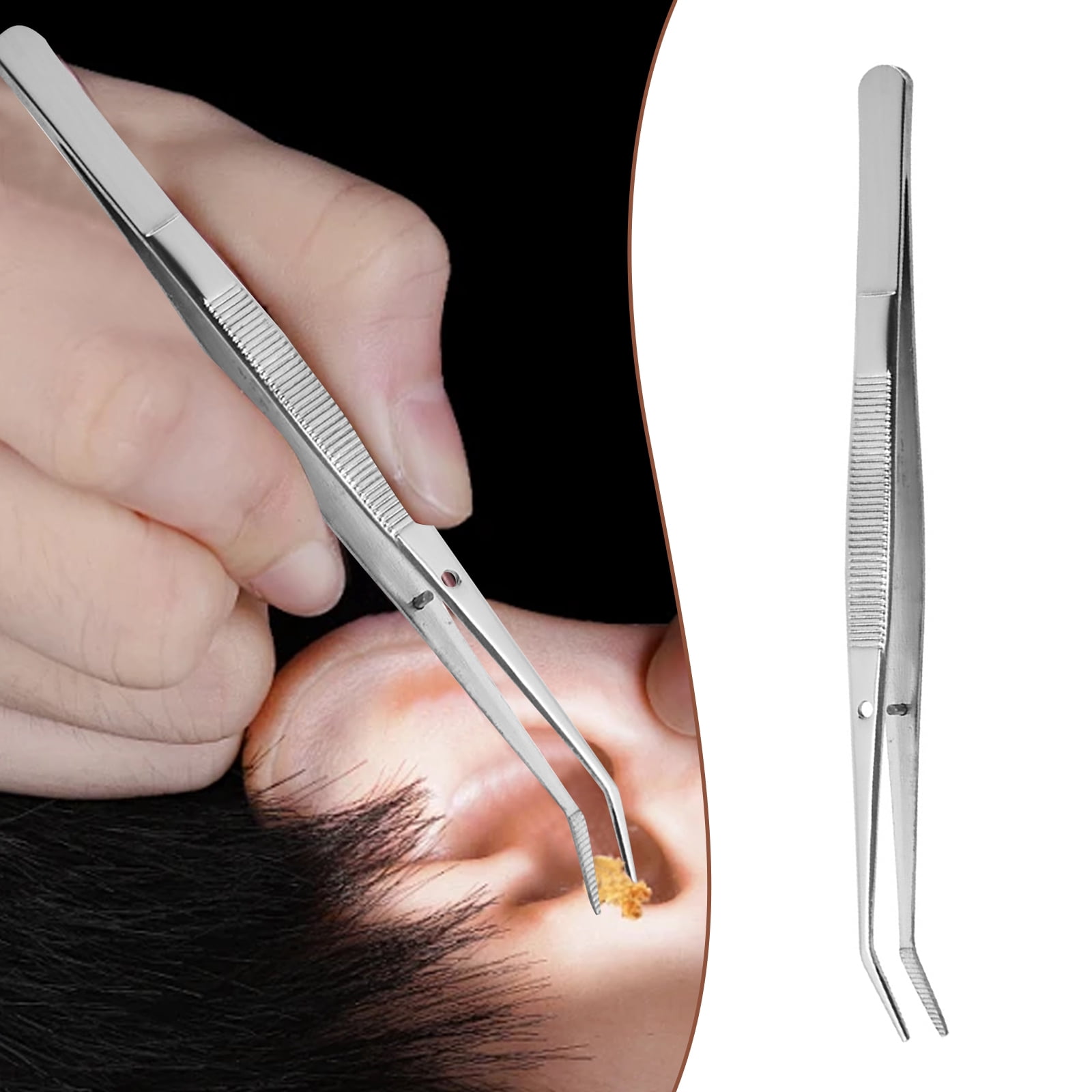 Stainless Steel Tweezers, Curved Serrated Tip Multipurpose Sewing ...