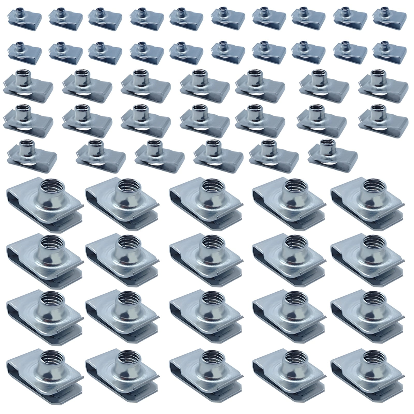 Stainless Steel U-Clip Nuts Set M6 M8 M10, 304 Grade Speed Clip Fasteners for Sheet Metal, 60 ...