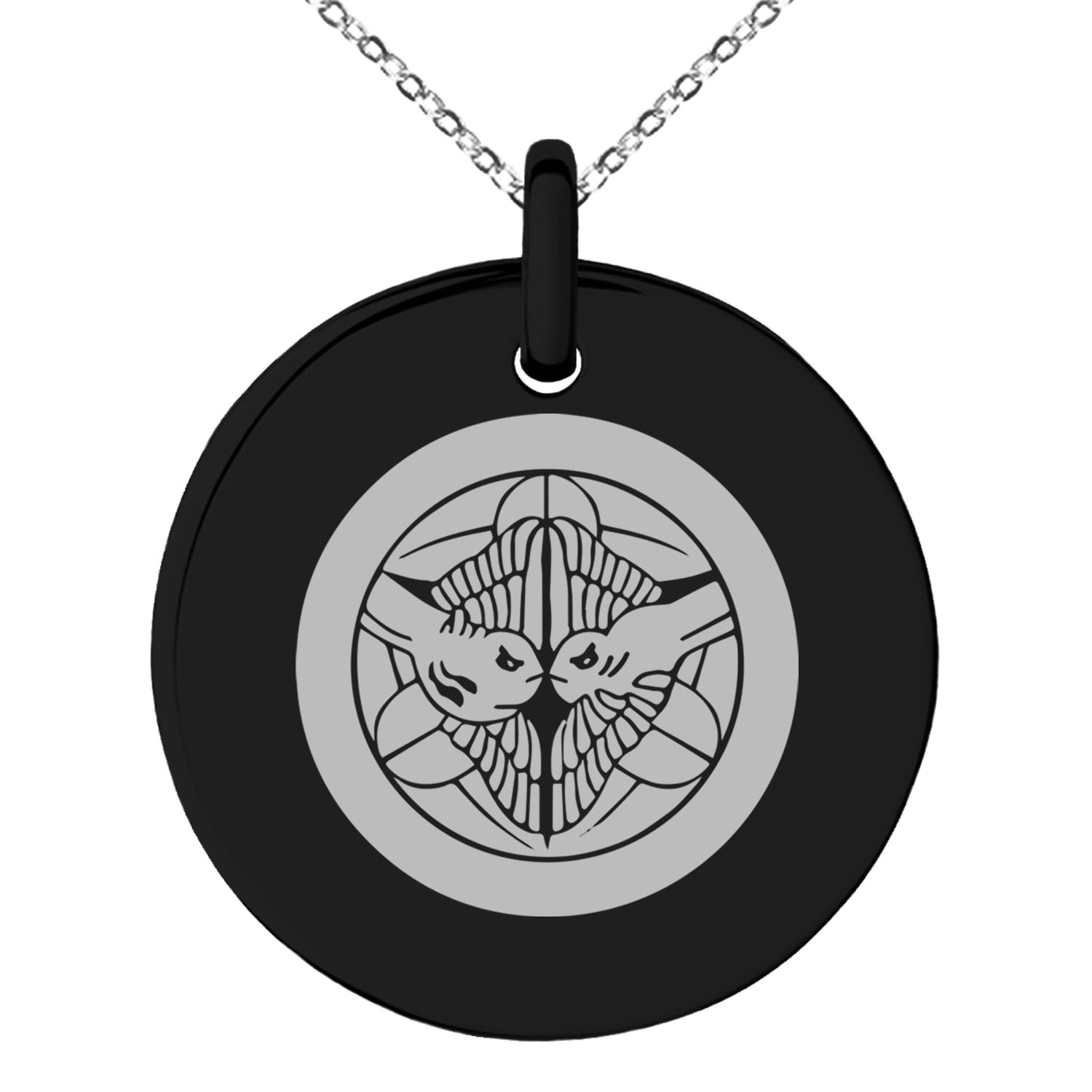 Stainless Steel Uesugi Samurai Crest Engraved Small Medallion Circle ...