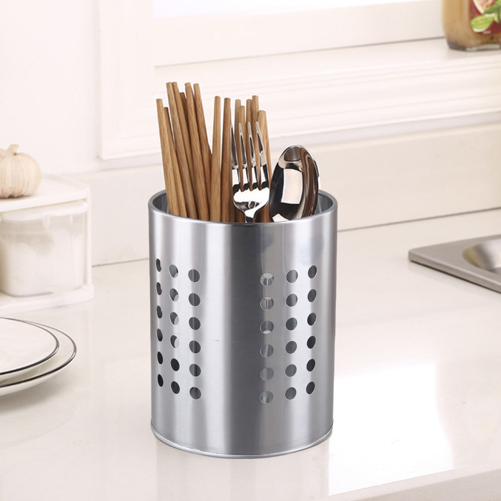 Stainless Steel Utensil Holder Kitchen Utensil Cutlery Stand Rack ...