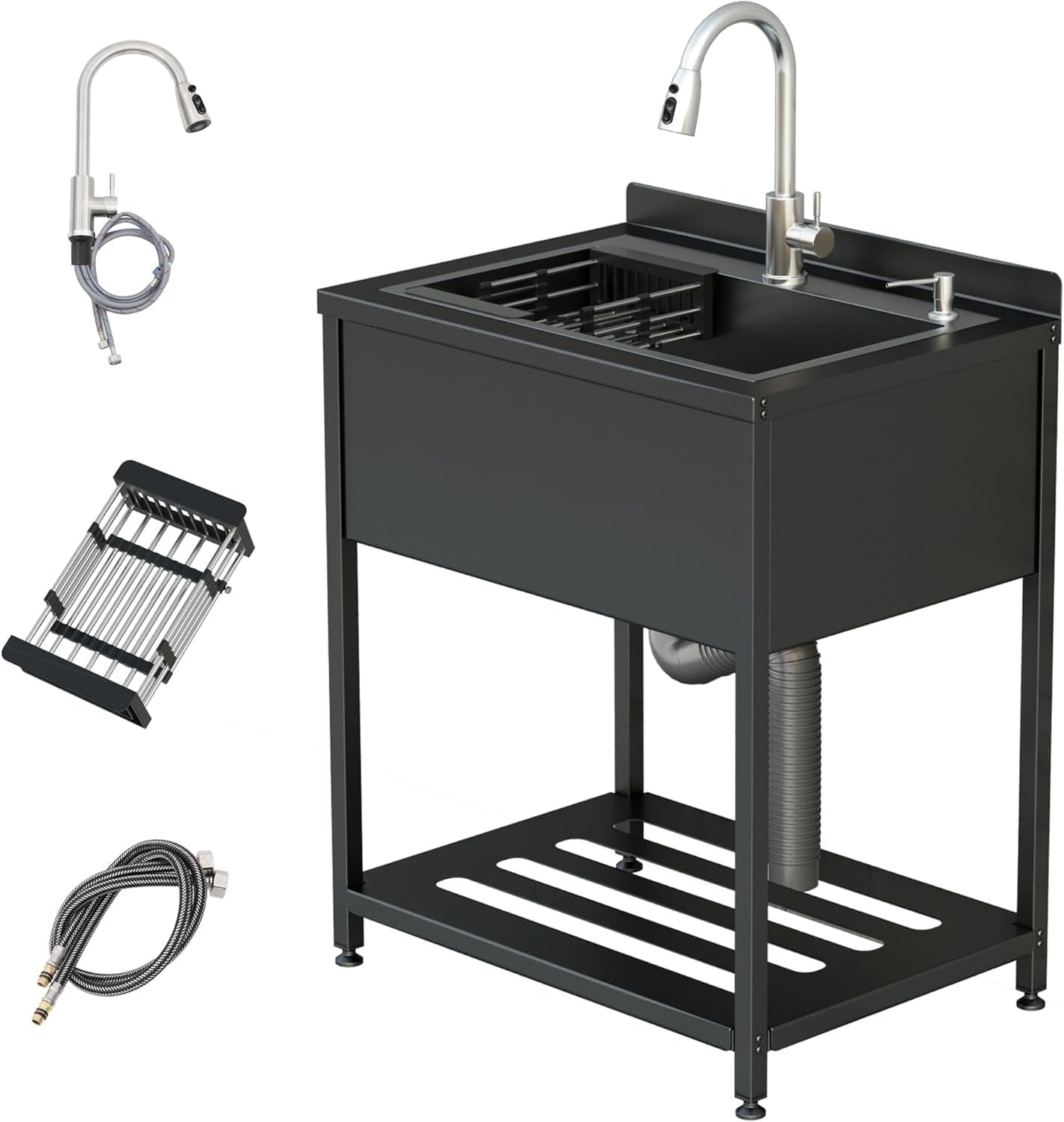 Stainless Steel Utility Sink, 25.7" × 20.7" × 39.5"Freestanding Sink ...