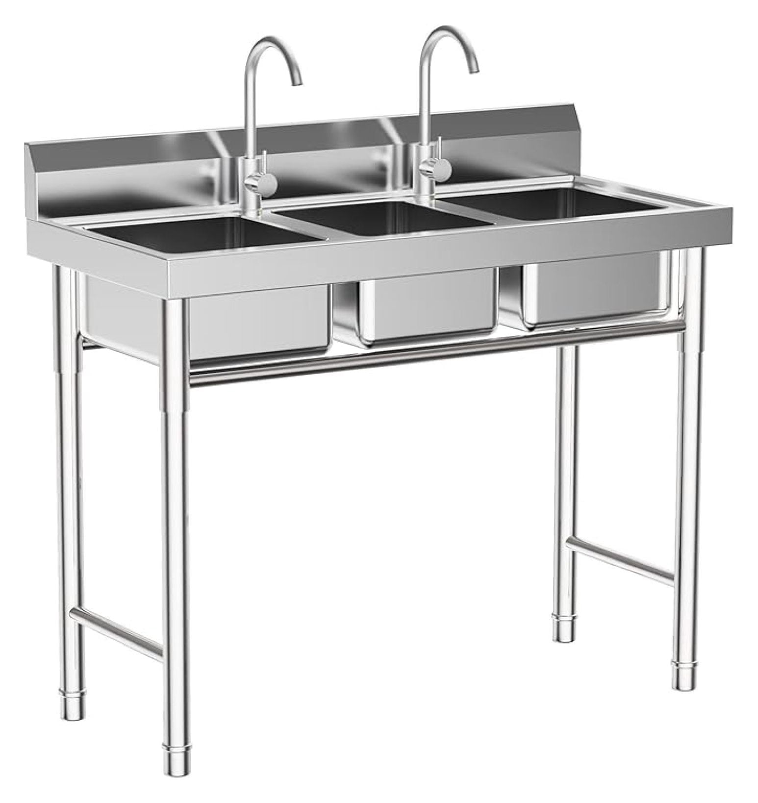 Stainless Steel Utility Sink,3 Compartment Sink, Freestanding Triple ...