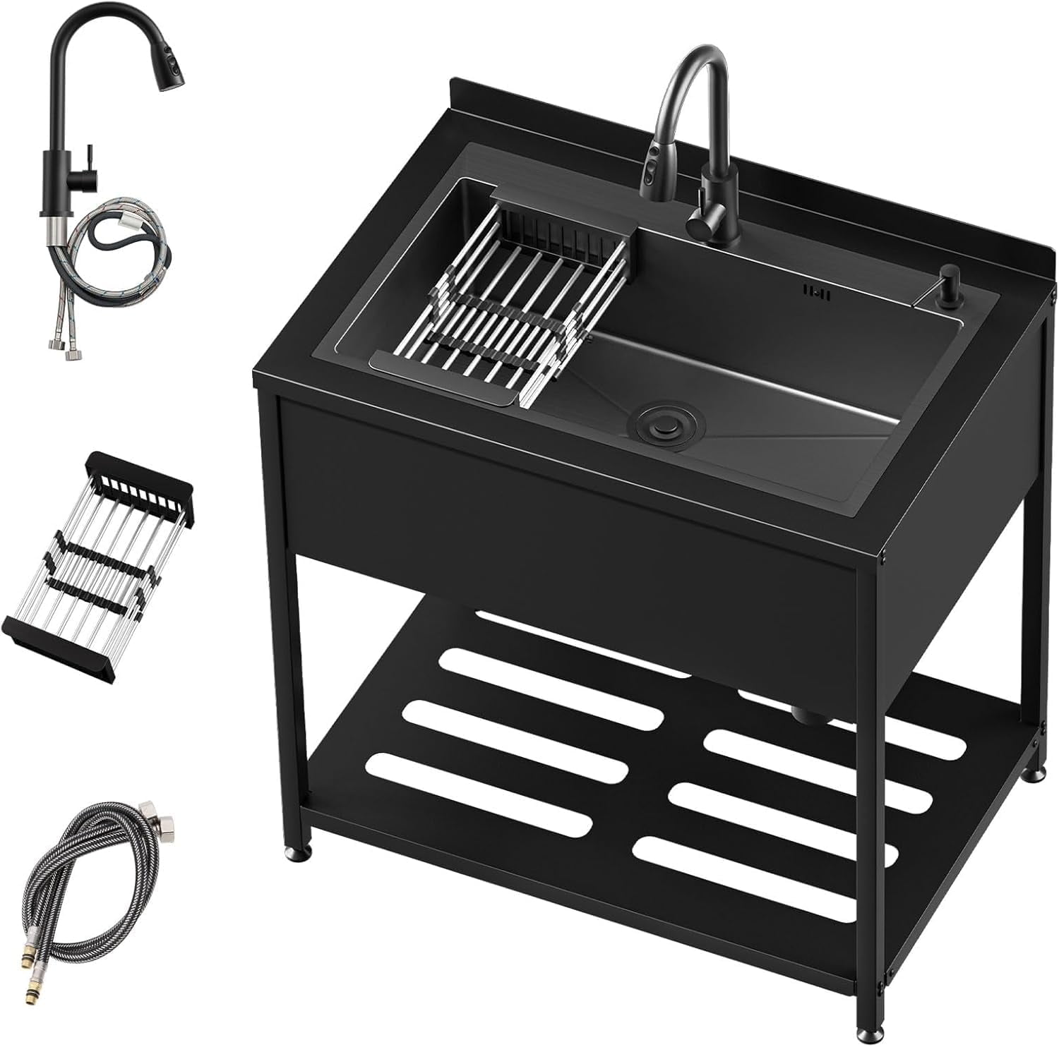 Stainless Steel Utility Sink, 36.6" × 24.2" × 36.6"Freestanding Sink ...