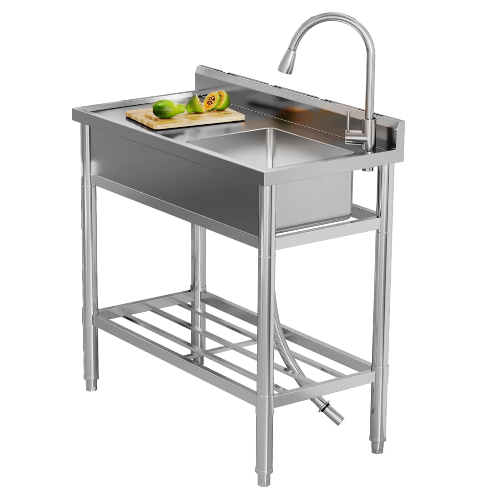 Stainless Steel Utility Sink, 39*20*37inch Freestanding Single Bowl ...