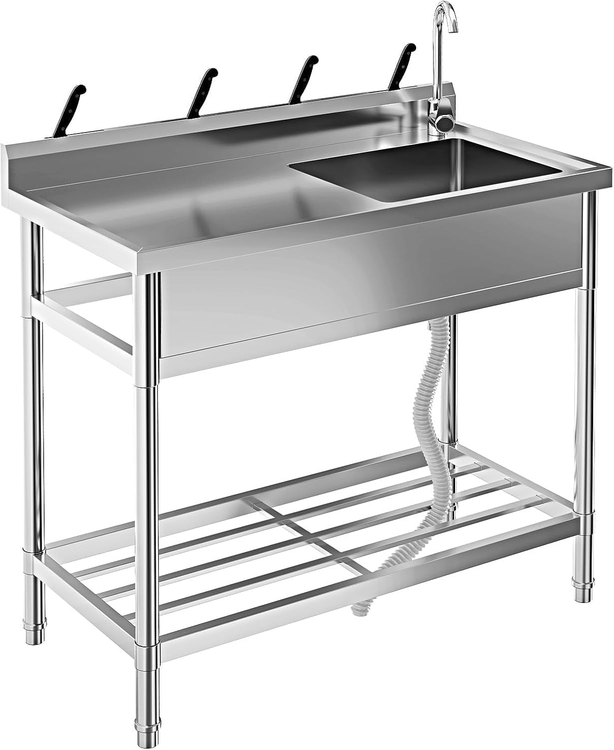 Stainless Steel Utility Sink, 39x20 in Freestanding Laundry Sink with ...