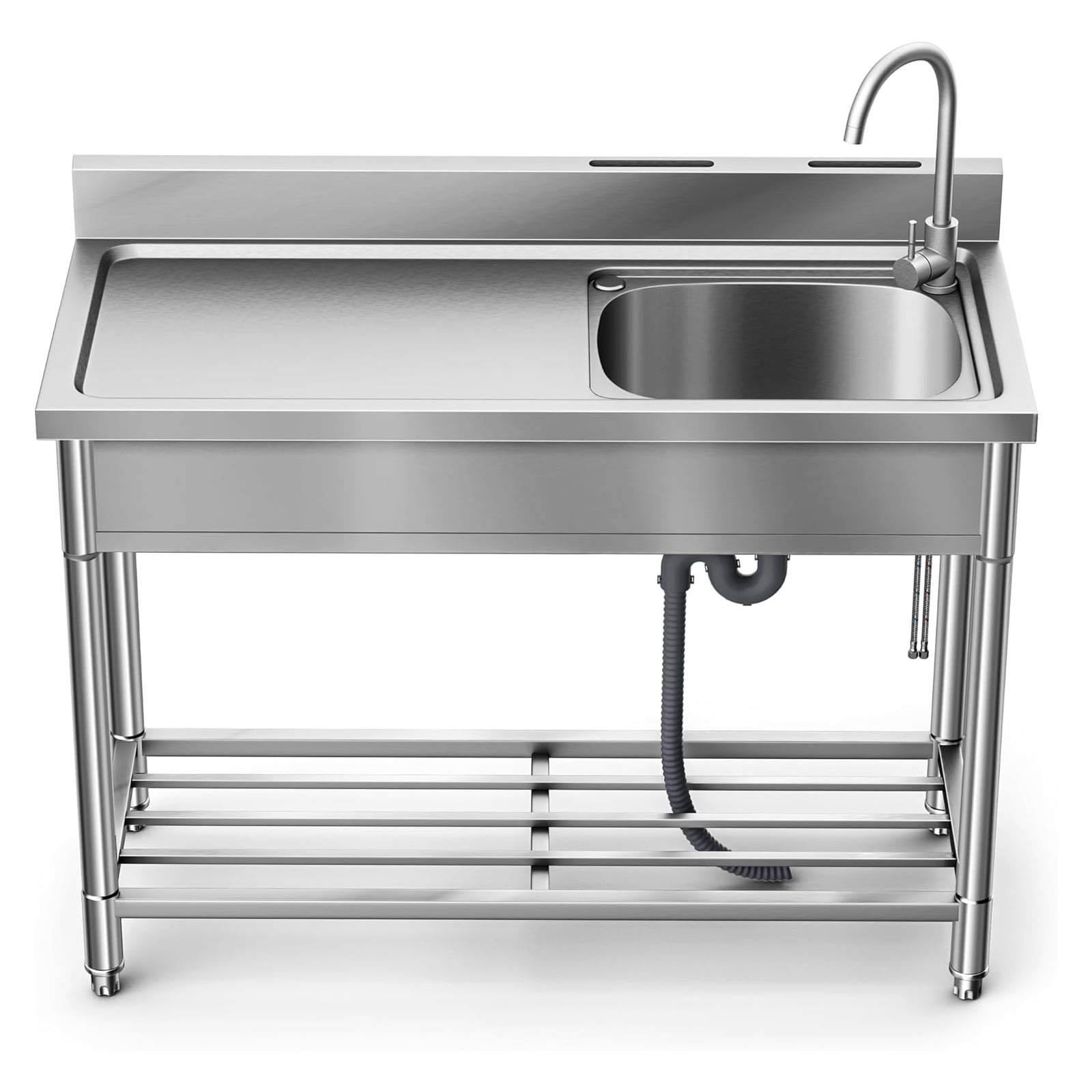 Stainless Steel Utility Sink 40x20 Inch Single Bowl Kitchen Sink with ...