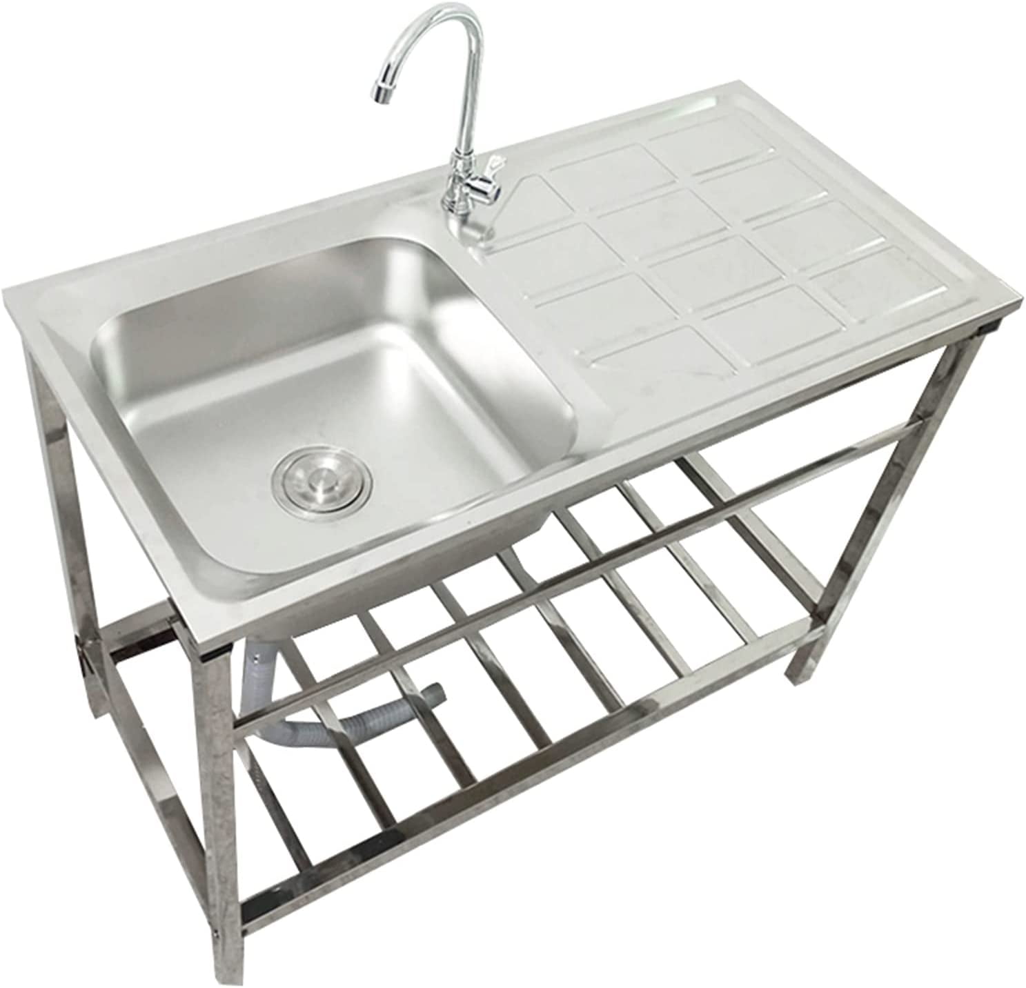 Stainless Steel Utility Sink, Single Bowl Commercial Kitchen Sink With ...