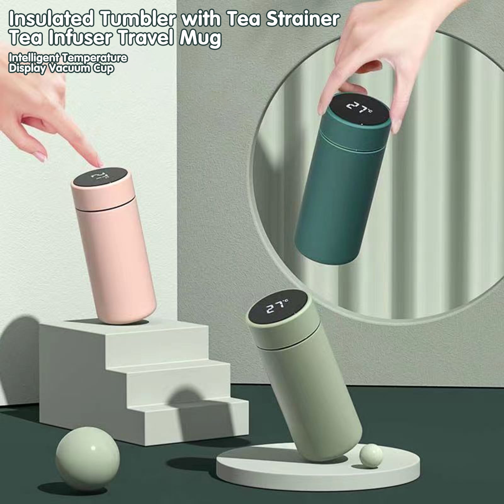 Stainless Steel Vacuum Cup with LCD 350ml Intelligent Temperature Insulated Hot Coffee Travel ...