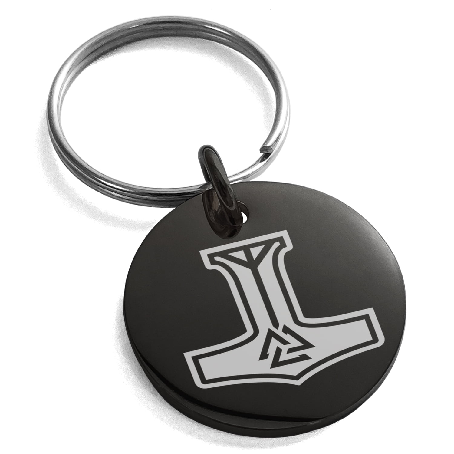 Stainless Steel Valknut Mjolnir Thor's Hammer Engraved Small Medallion ...