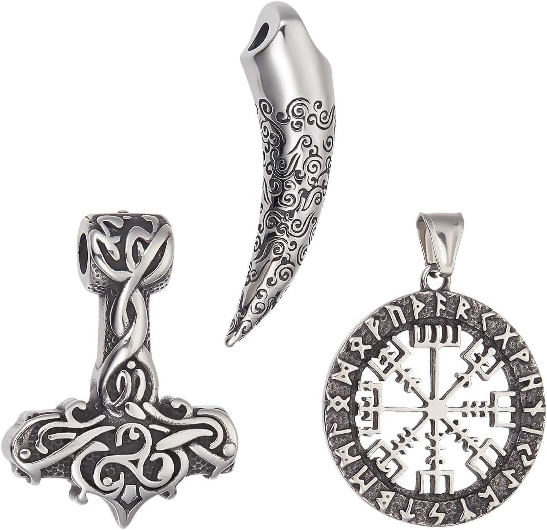 Stainless Steel Valknut Pendant Metal Flat Round Charms Tibetan Style ...