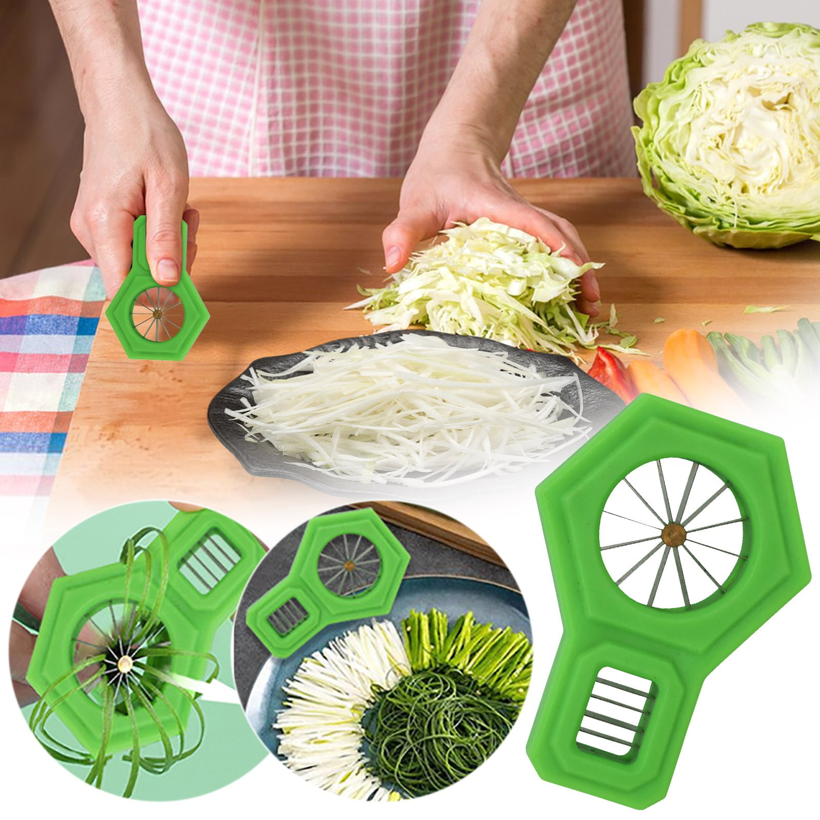 Stainless Steel Vegetable Chopper 12-Blade Green Cutter Silk Shredder ...