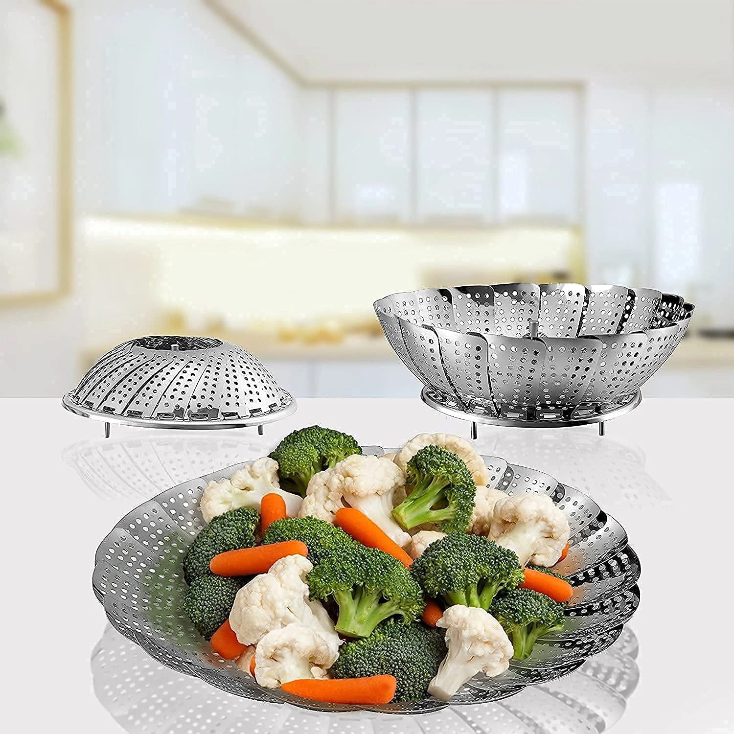 Stainless Steel Vegetable Steamer Basket - Silver, 30cm | Folding ...