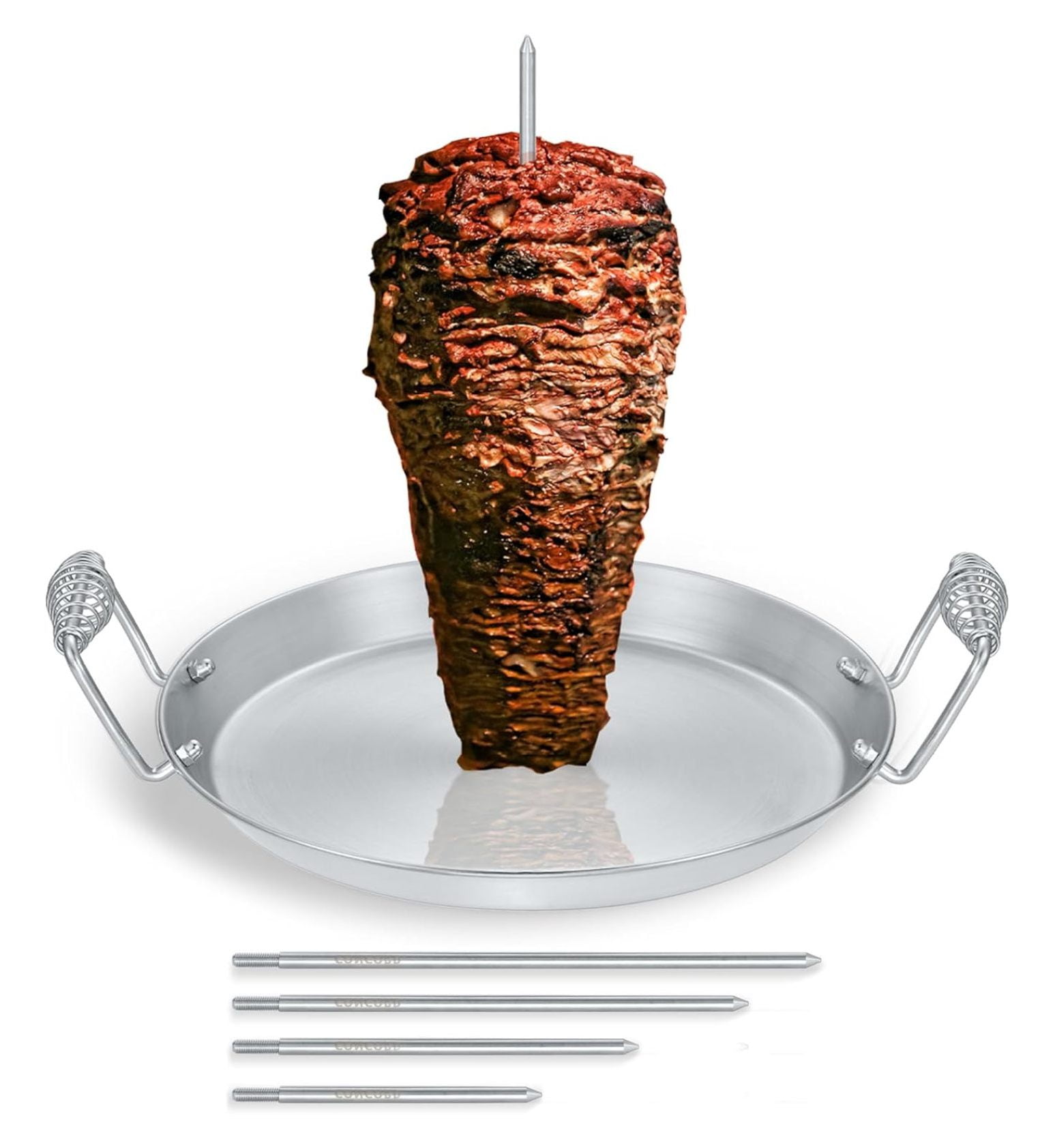 Stainless Steel Vertical Al Pastor Skewer with Plate for Outdoor BBQ ...