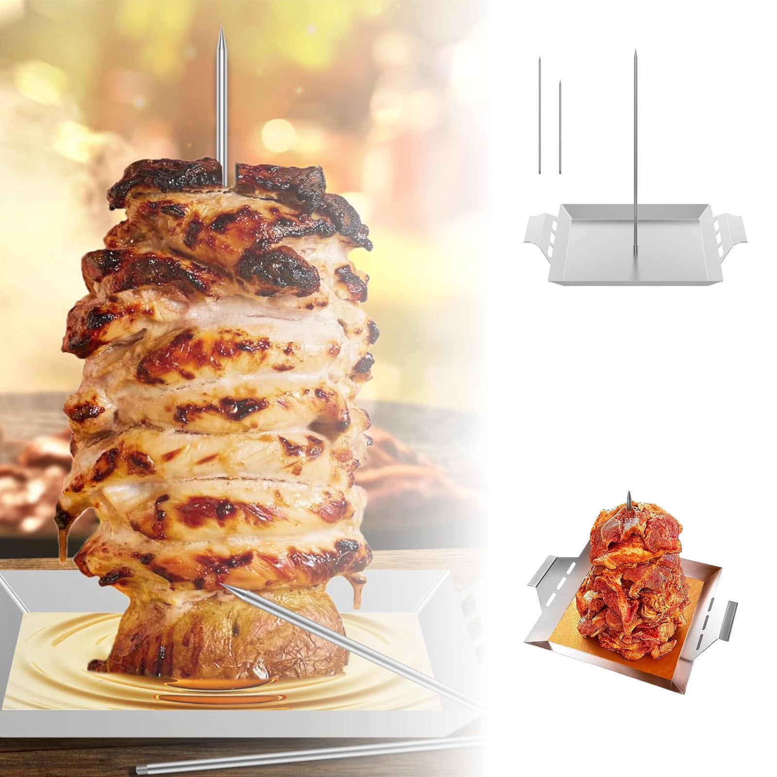 Stainless Steel Vertical Skewer Stand for Roasting Meat Steak Whole ...