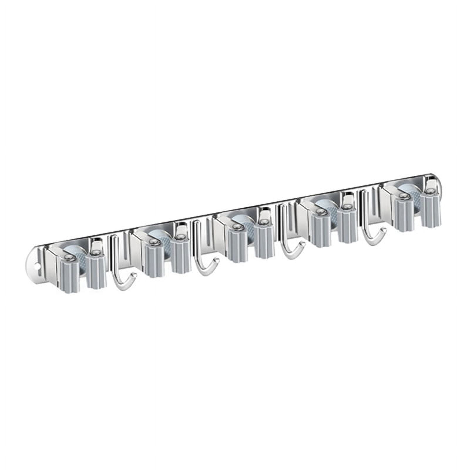 Stainless Steel Wall Mount Bracket 5 Racks and 4 Hooks Broom Organizer ...