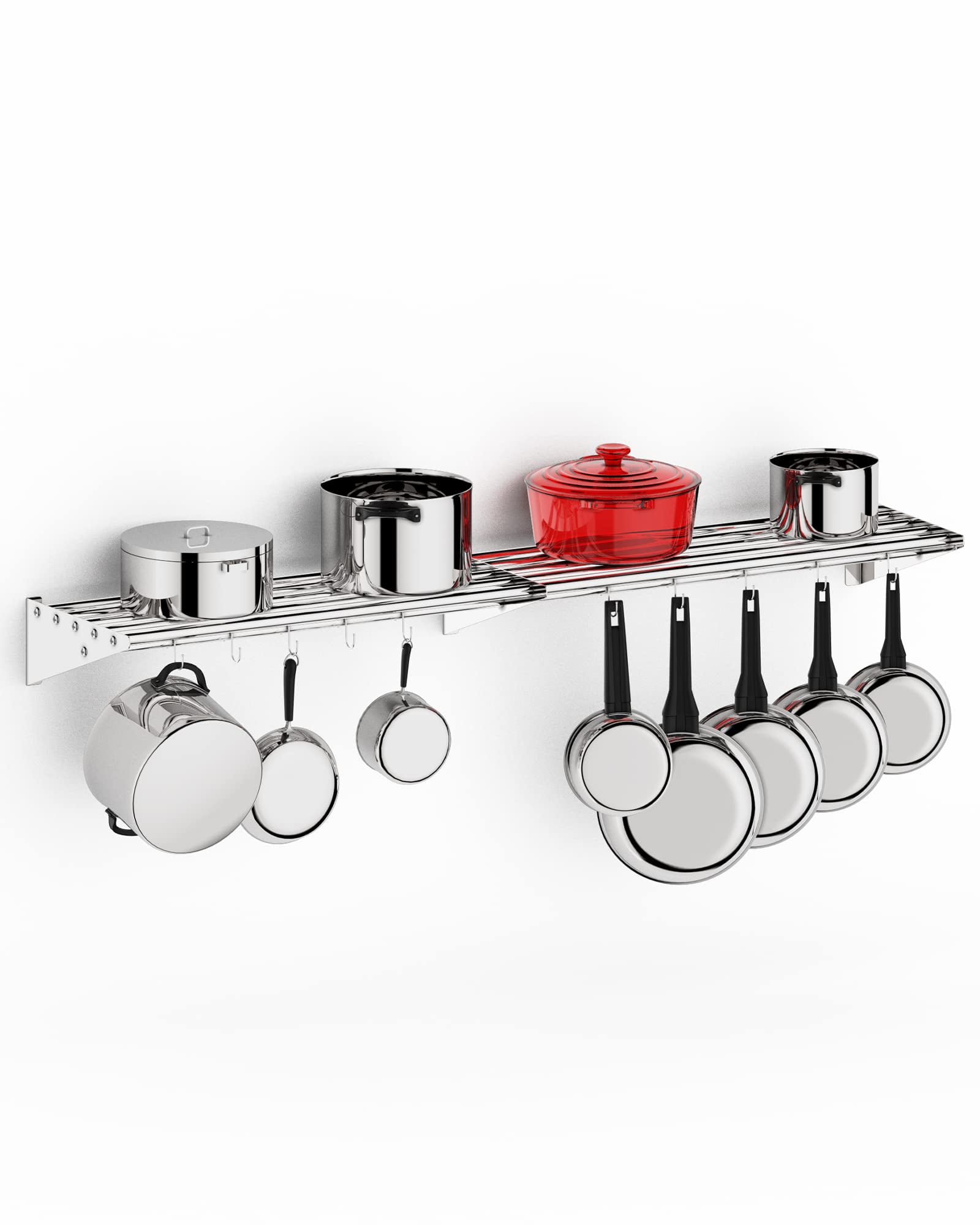 Stainless Steel Wall Mount Rack with 10 Hooks,210 lb Load,NSF Certified ...