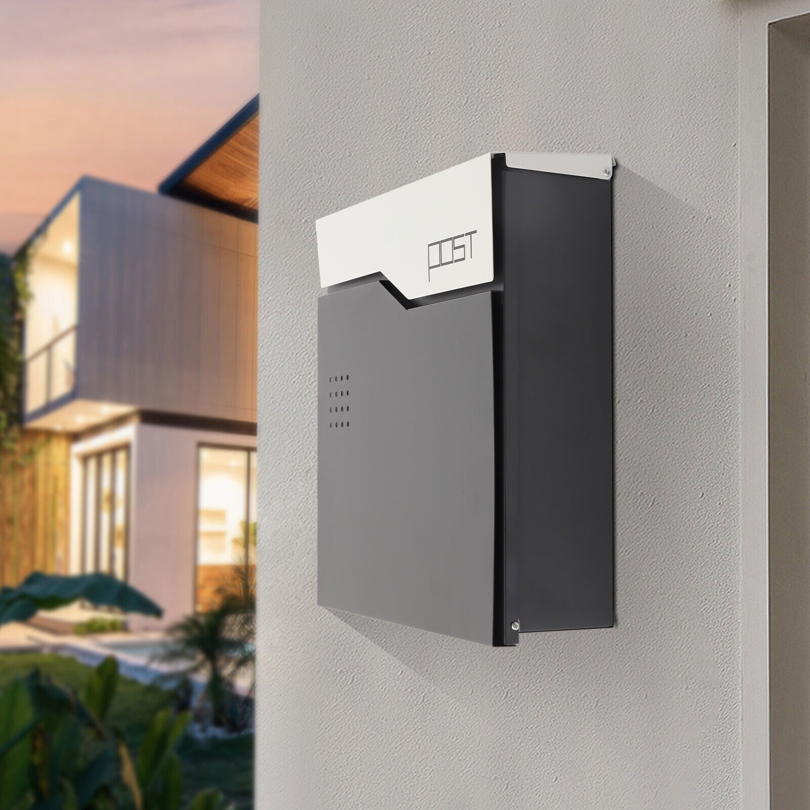 Stainless Steel Wall-Mounted Mail Letter Post Box Outdoor Lockable ...