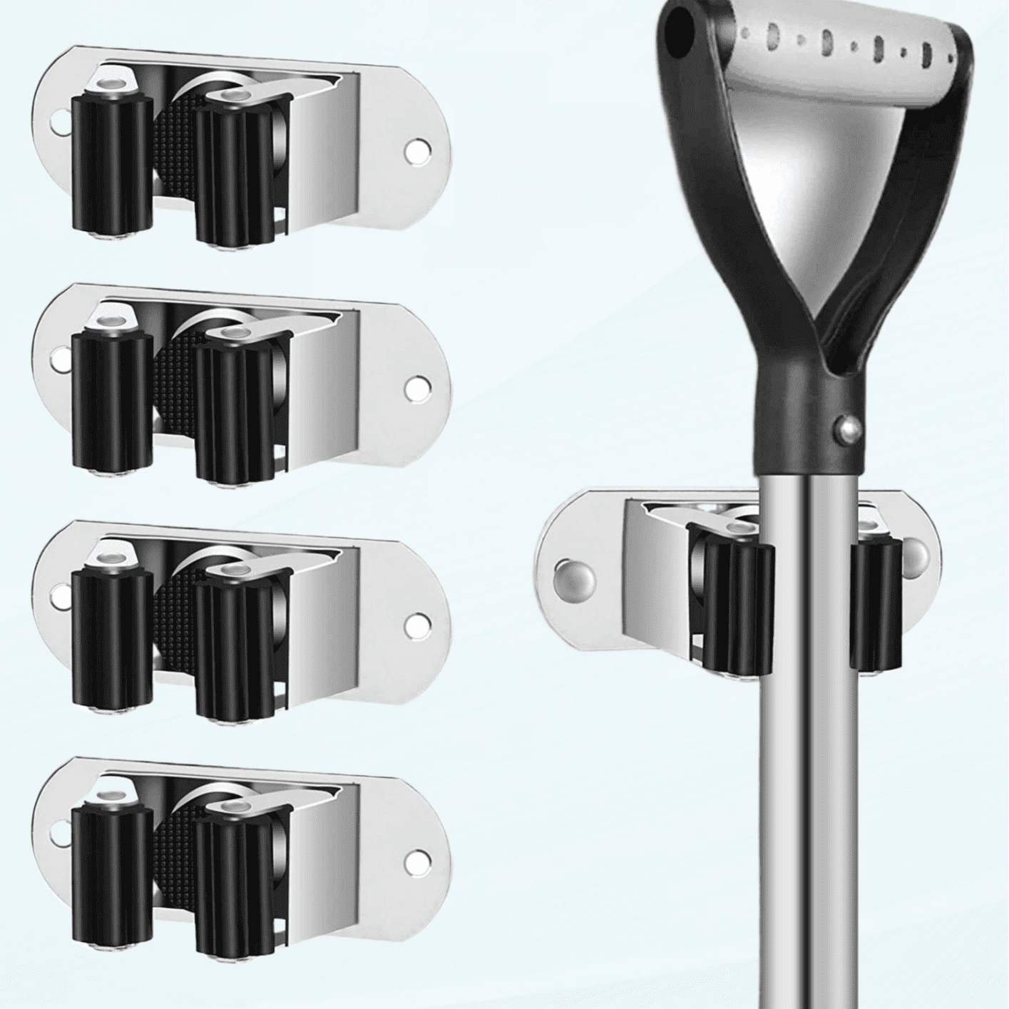 Stainless Steel Wall Mounted Mop and Broom Holder, Heavy Duty Storage ...