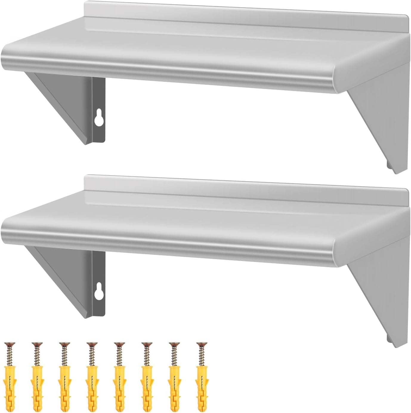 Stainless Steel Wall Mounted Shelves, Floating Shelving with Brackets ...