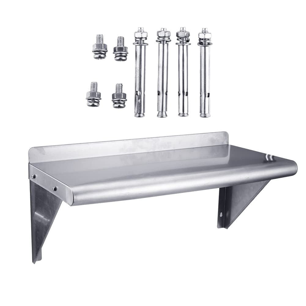 Stainless Steel Wall Shelf, 12'' x 24'', [NSF Certified] 230 lbs Load ...