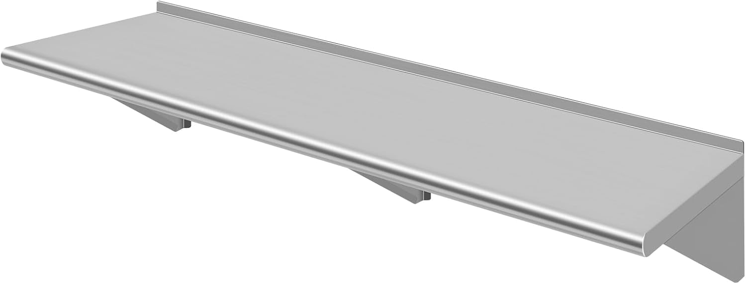 Stainless Steel Wall Shelf 12" x 60" - Heavy Duty Wall Mounted Floating ...