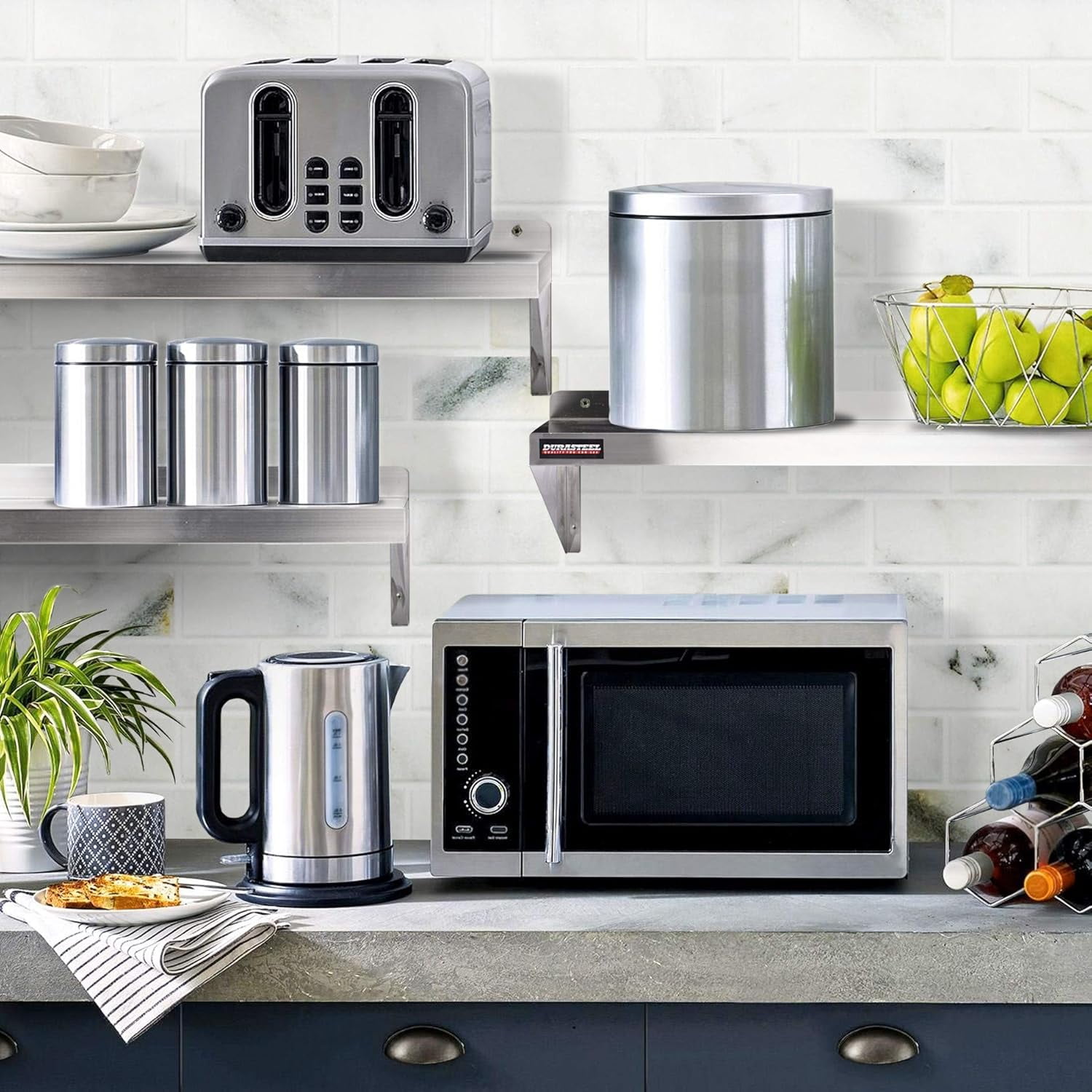 Stainless Steel Wall Shelf - 24" Wide x 12" Deep Commercial Grade - NSF ...