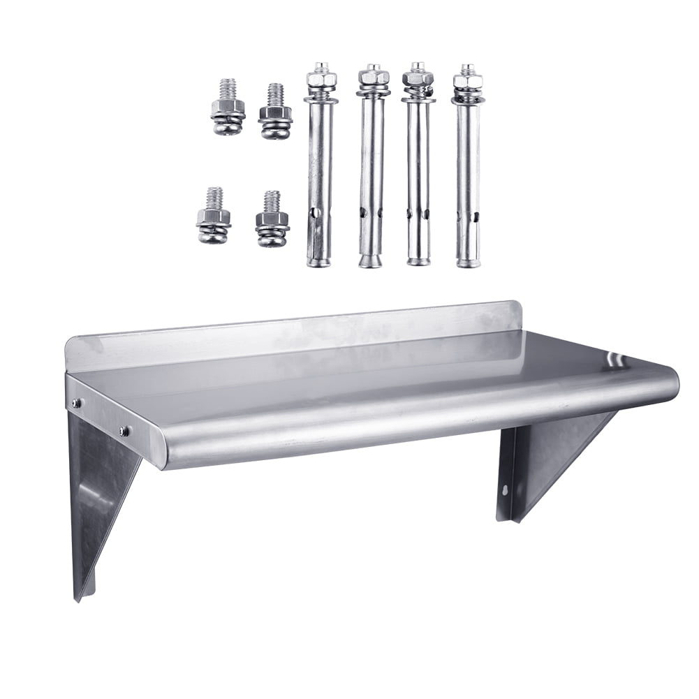 Stainless Steel Wall Shelf, Wall Mounted Floating Heavy Duty Shelf ...