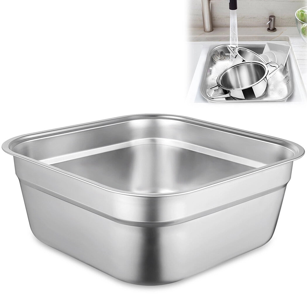 Stainless Steel Washing Up Bowl, Multi-Purpose Dish Tub for Sink, Large ...