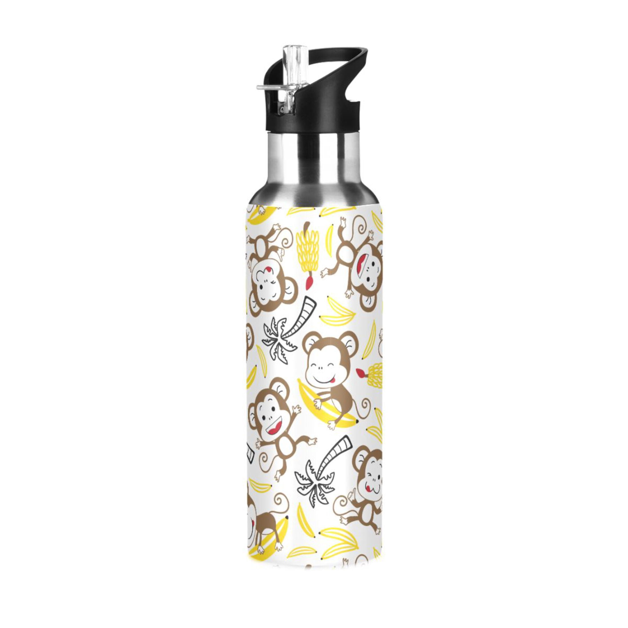 Stainless Steel Water Bottle Funny Monkey Cartoon with Bananas with ...