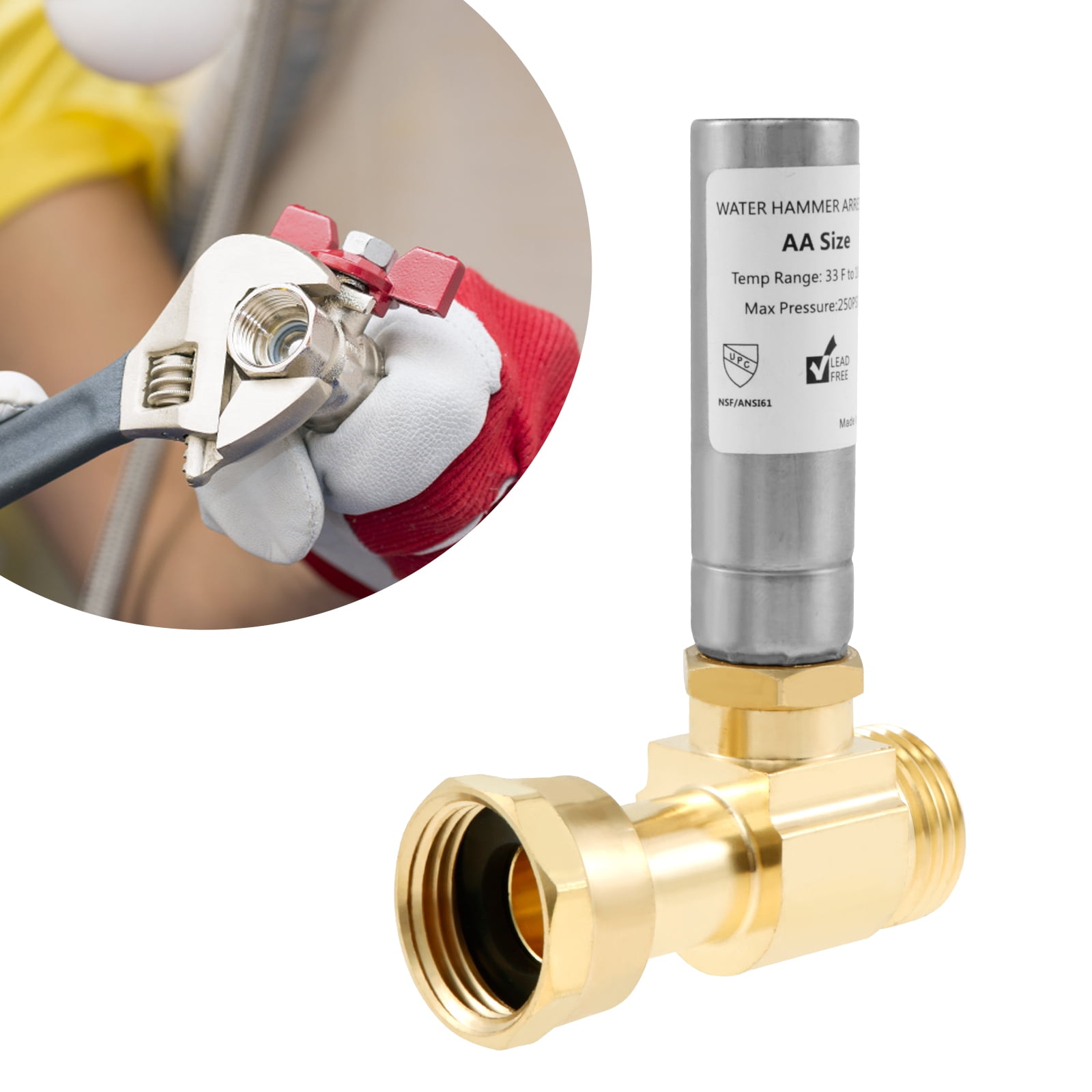 Stainless Steel Water Hammer Arrestor With 3/4" NH Thread Reduce Knock ...