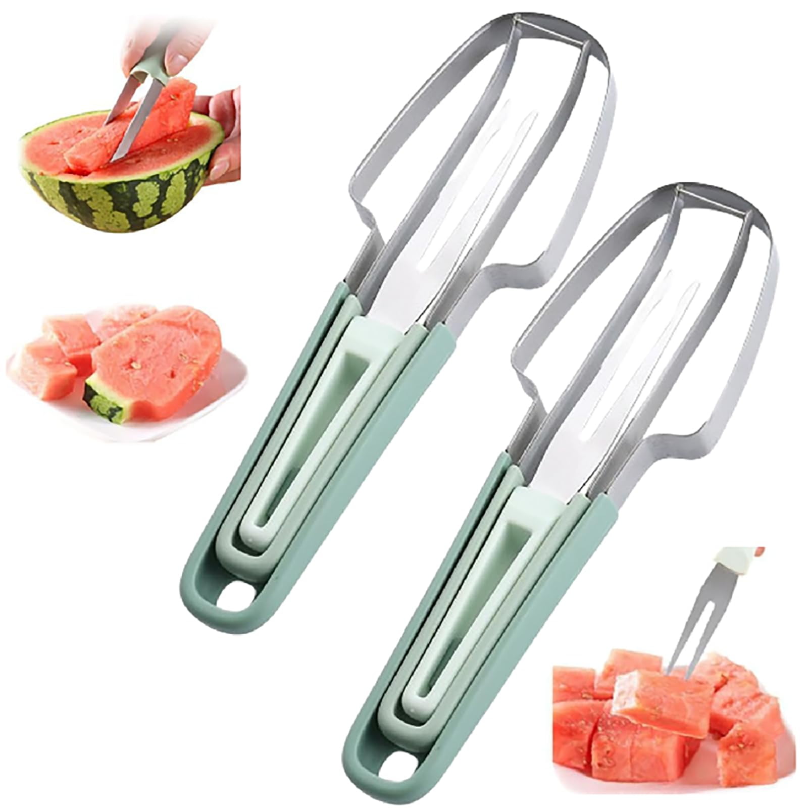 Stainless Steel Watermelon Slicer, 3-in-1 Watermelon Fork Slicer Cutter ...