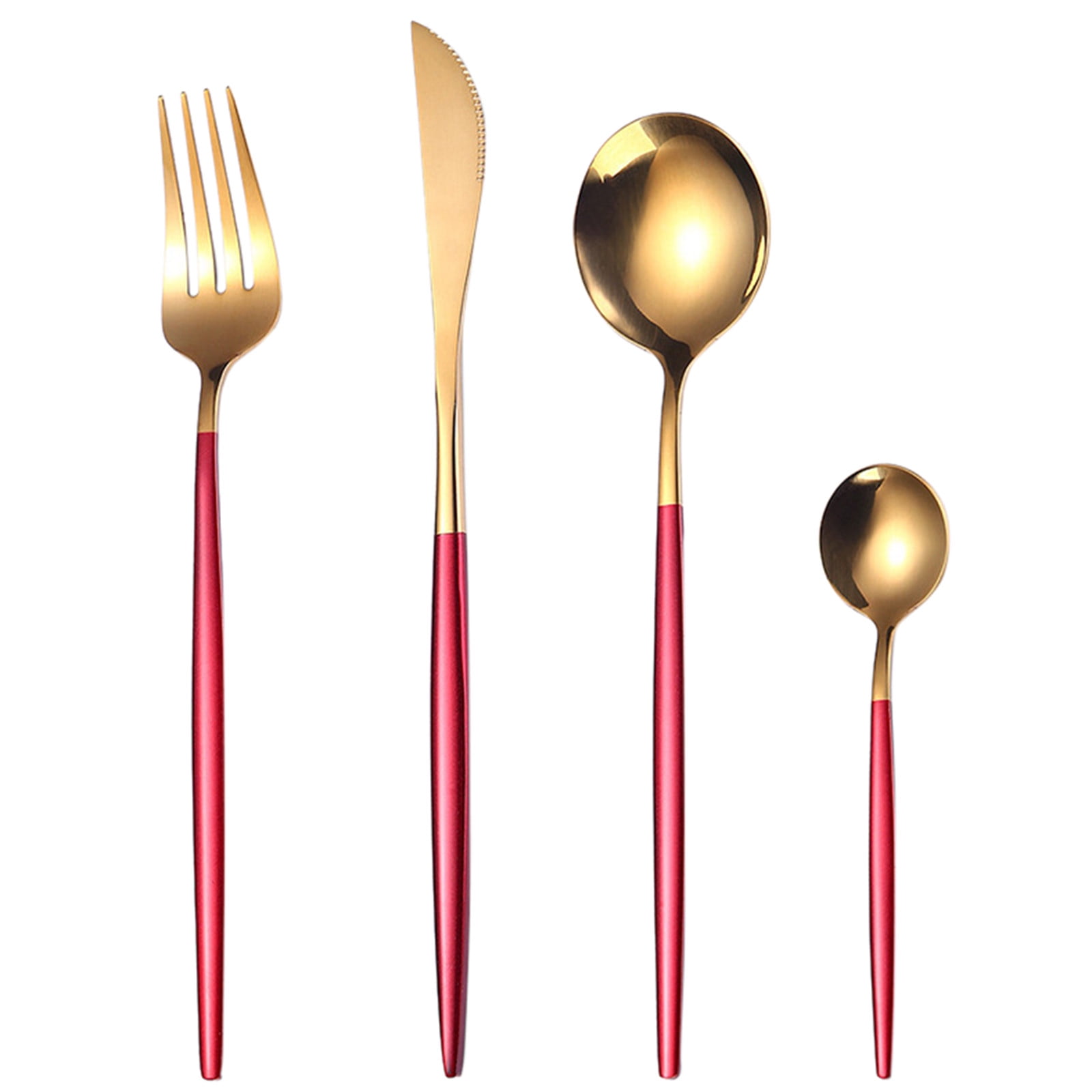 Stainless Steel Western Dinner Fork and Spoon 4 Piece Set Elegant ...