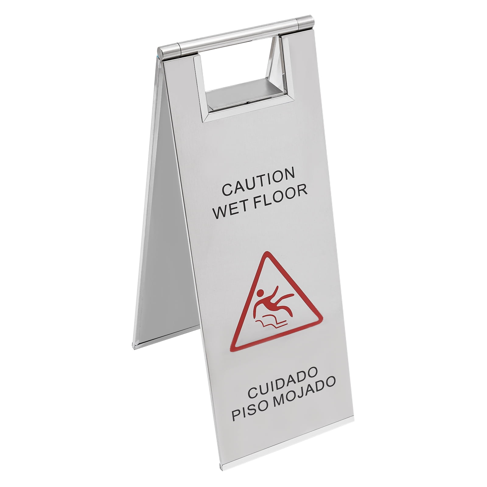 Stainless Steel Wet Floor Sign, Foldable and Portable, Bilingual ...
