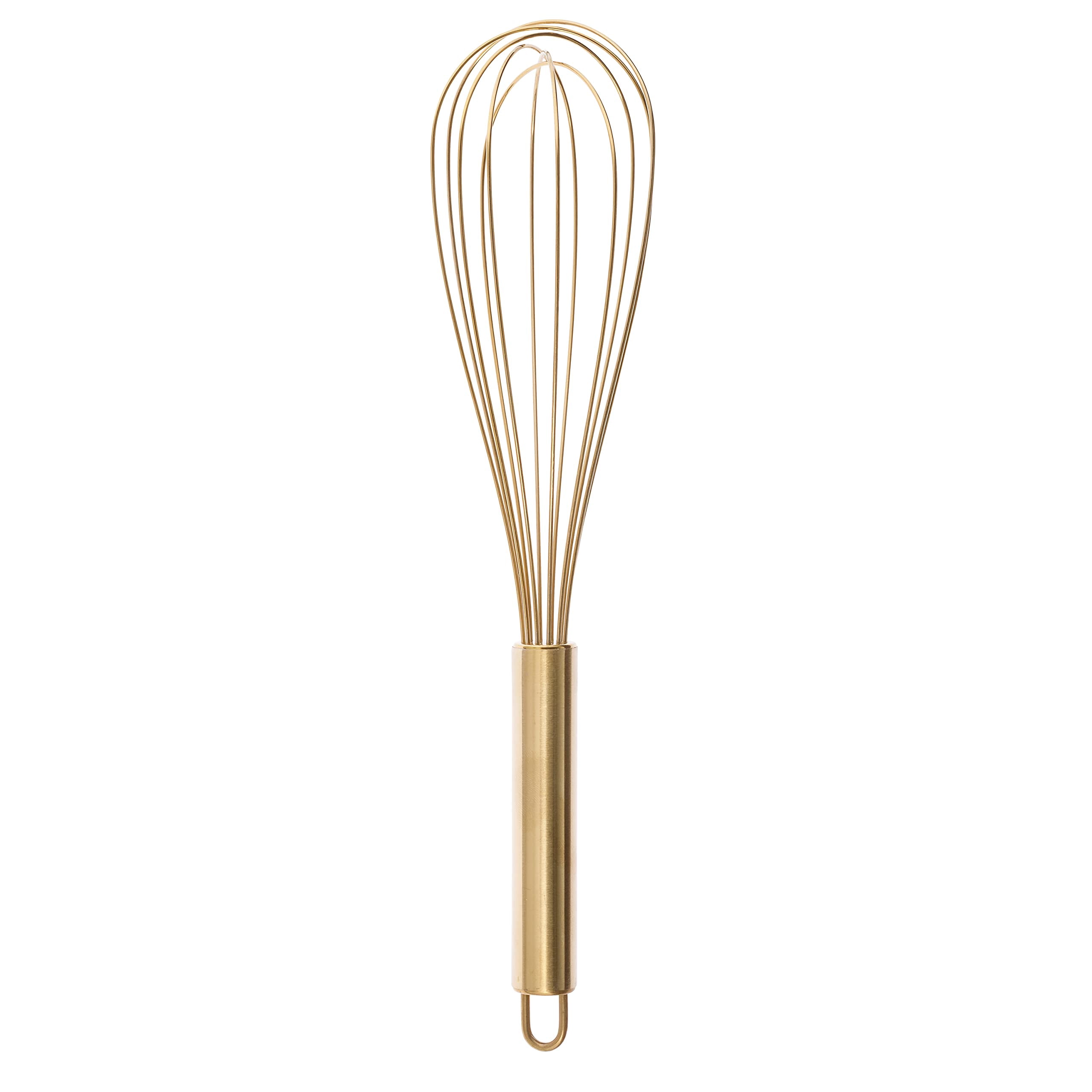 Stainless Steel Whisk Heavy Duty - Gold Metal Kitchen Whisking Tool for ...