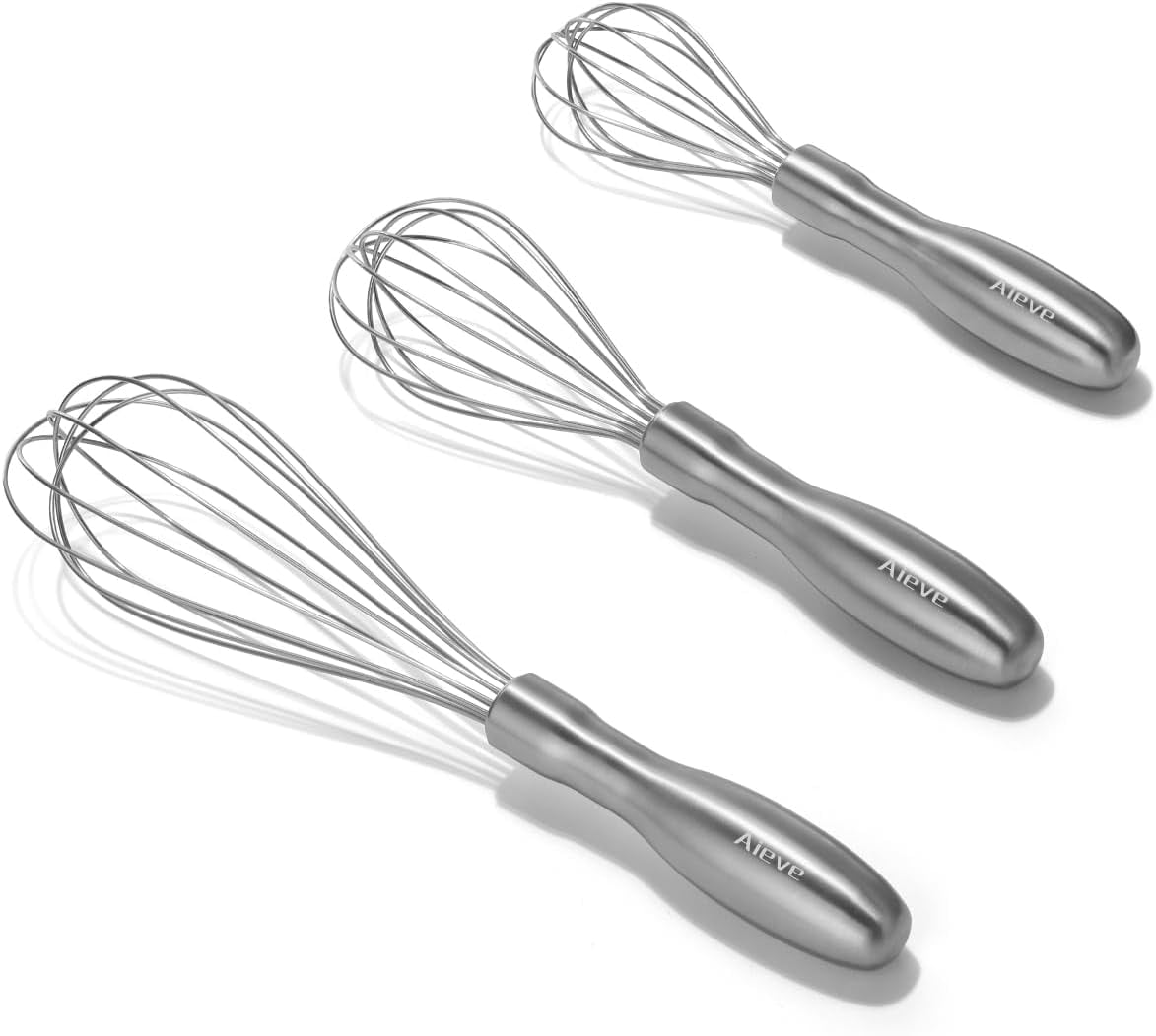 Stainless Steel Whisk Set, 3 Pack Heavy Duty Whisk Tools for Cooking ...