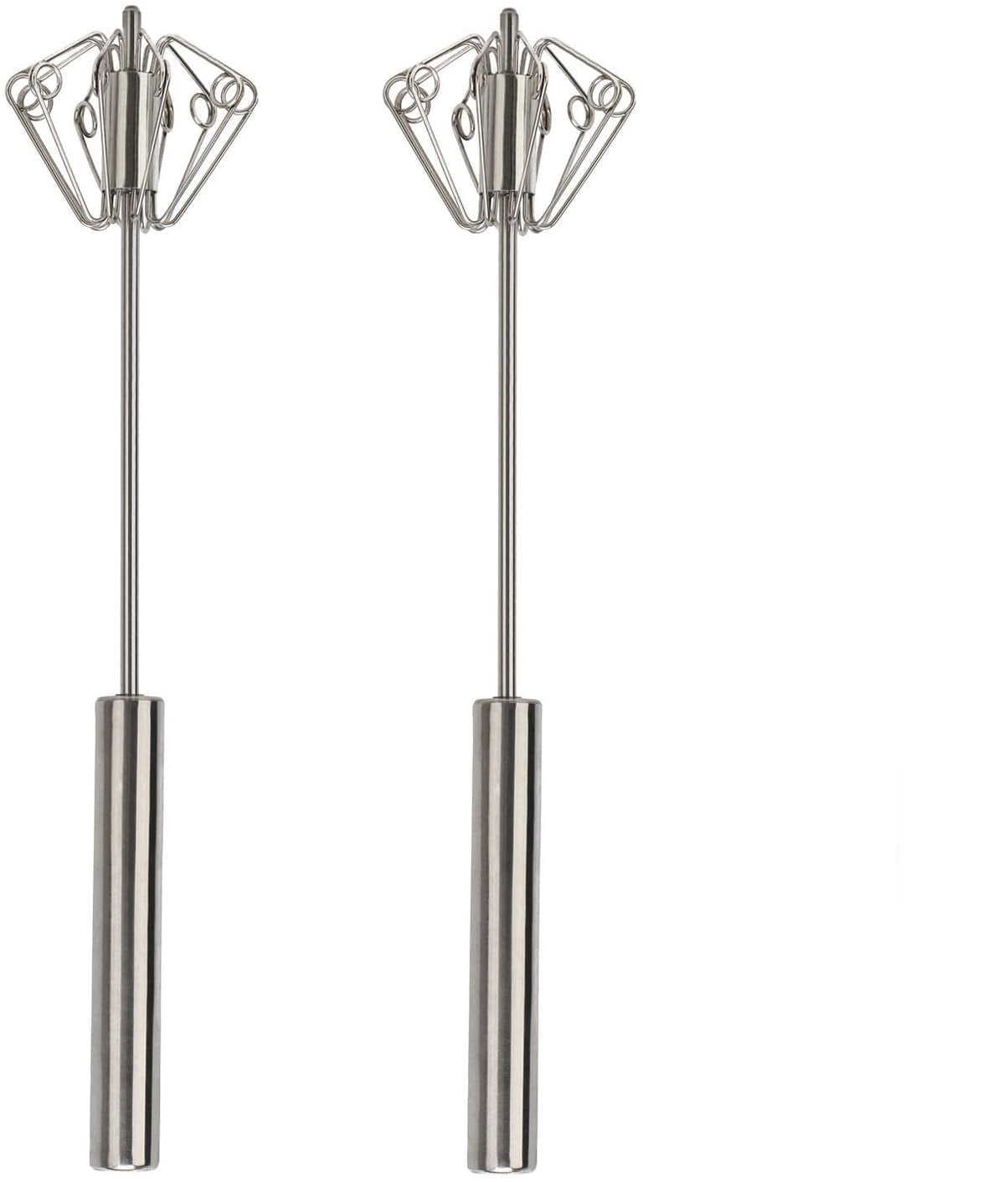 Stainless Steel Whisks, 2 Pack Egg Whisk Set Milk Frother Egg Beater ...